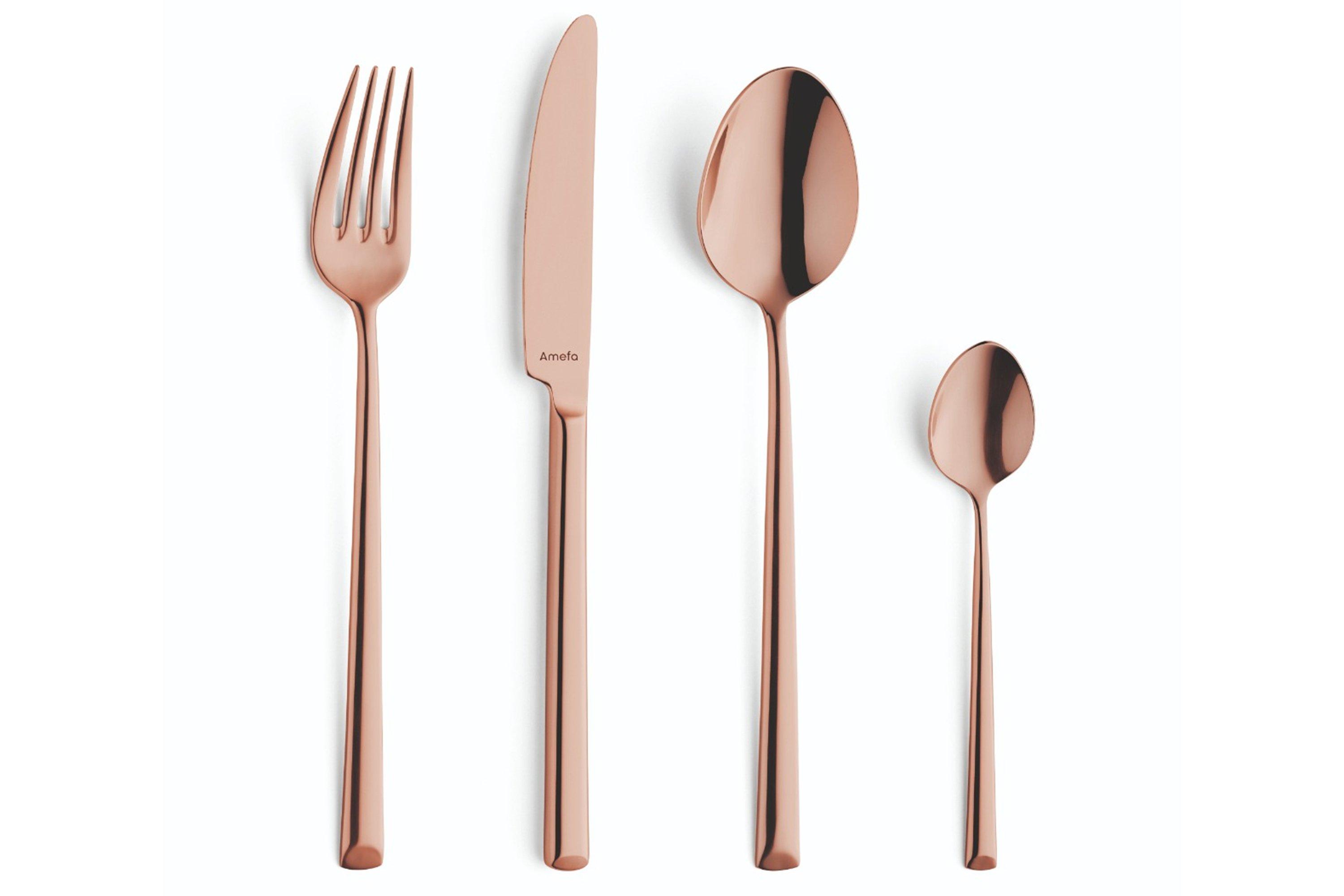 Amefa Metropole Copper 1170 24-piece cutlery set in wooden storage box ...