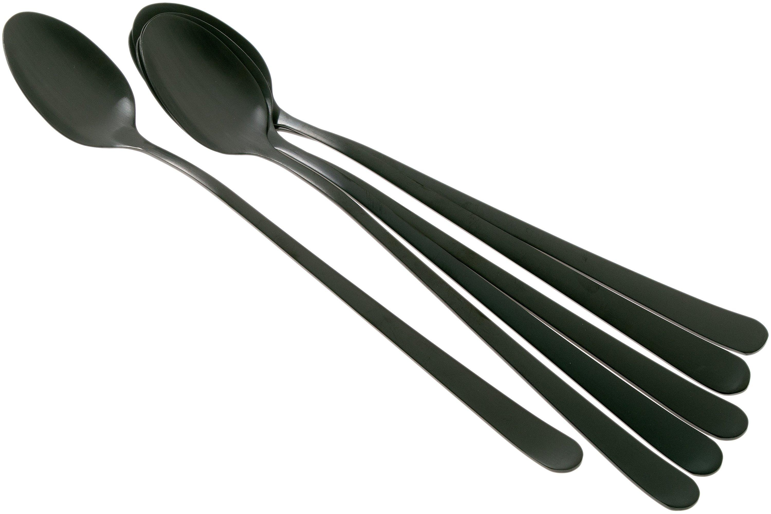 Amefa Austin 1410 six sorbet spoons/Latte Macchiato spoons, Matt black ...