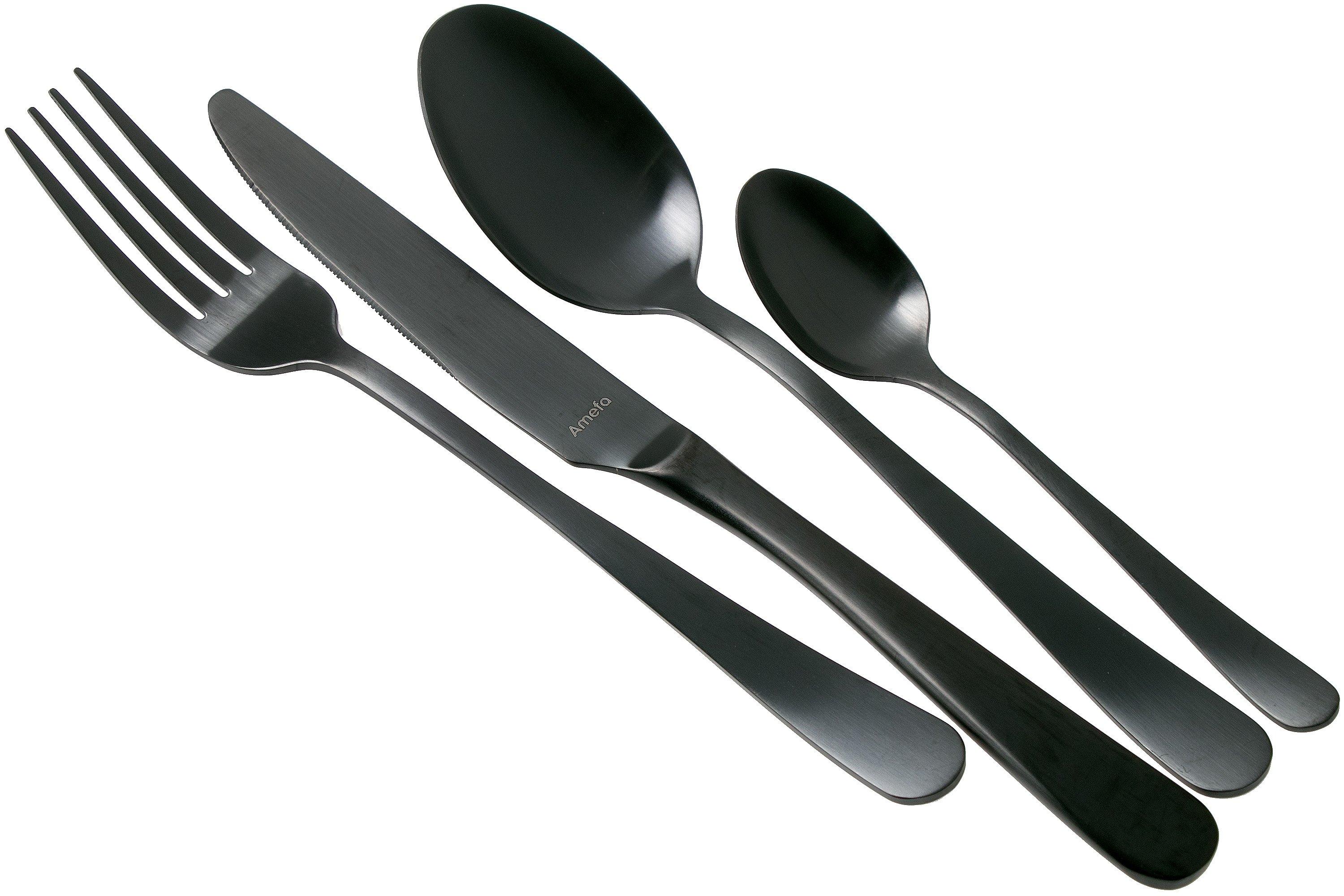 Amefa Austin 1410 24 piece cutlery set matt black Advantageously shopping at Knivesandtools.ie