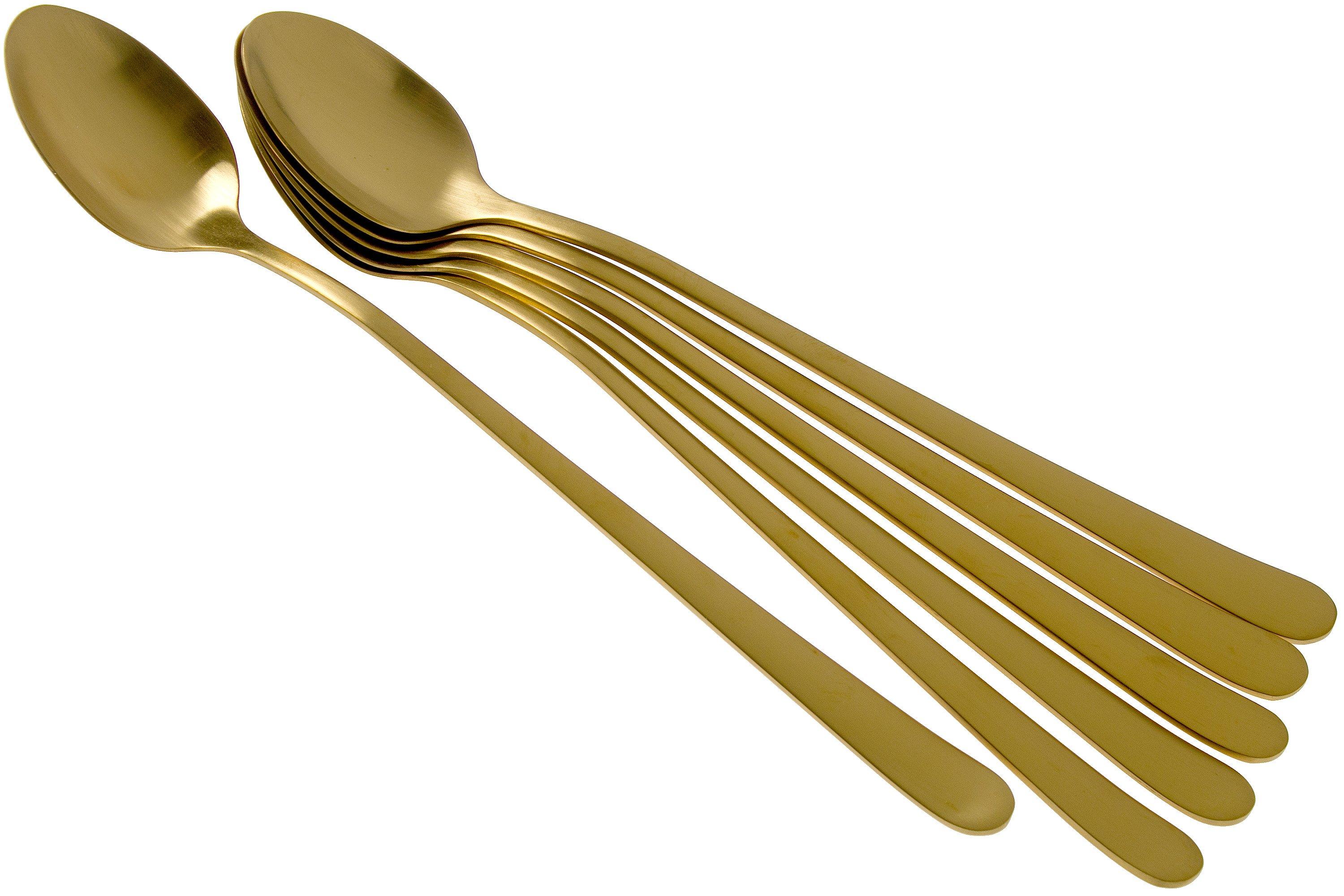 Amefa Austin 1410 six sorbet spoons/Latte Macchiato spoons, matt gold ...