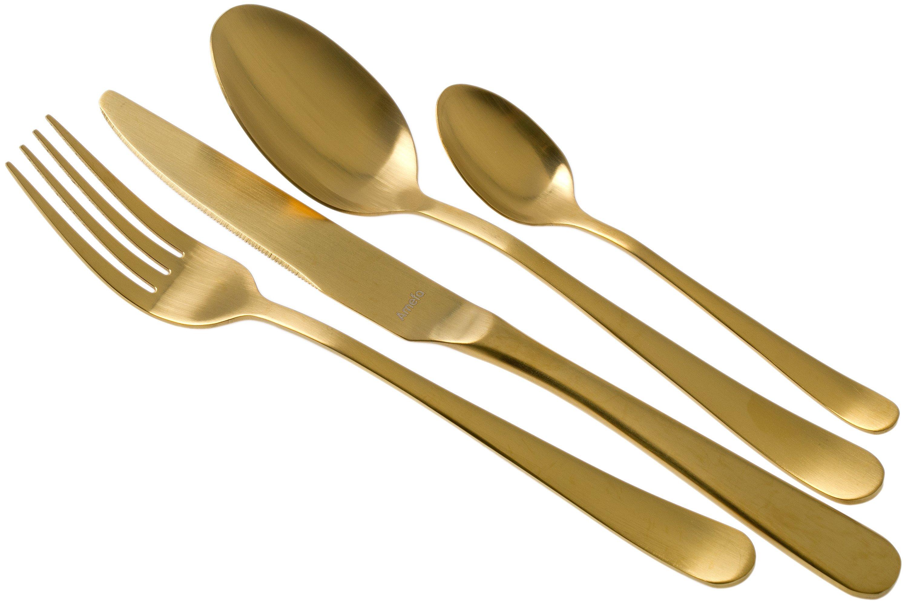 Amefa Austin 1410 24-piece cutlery set, matt gold | Advantageously ...