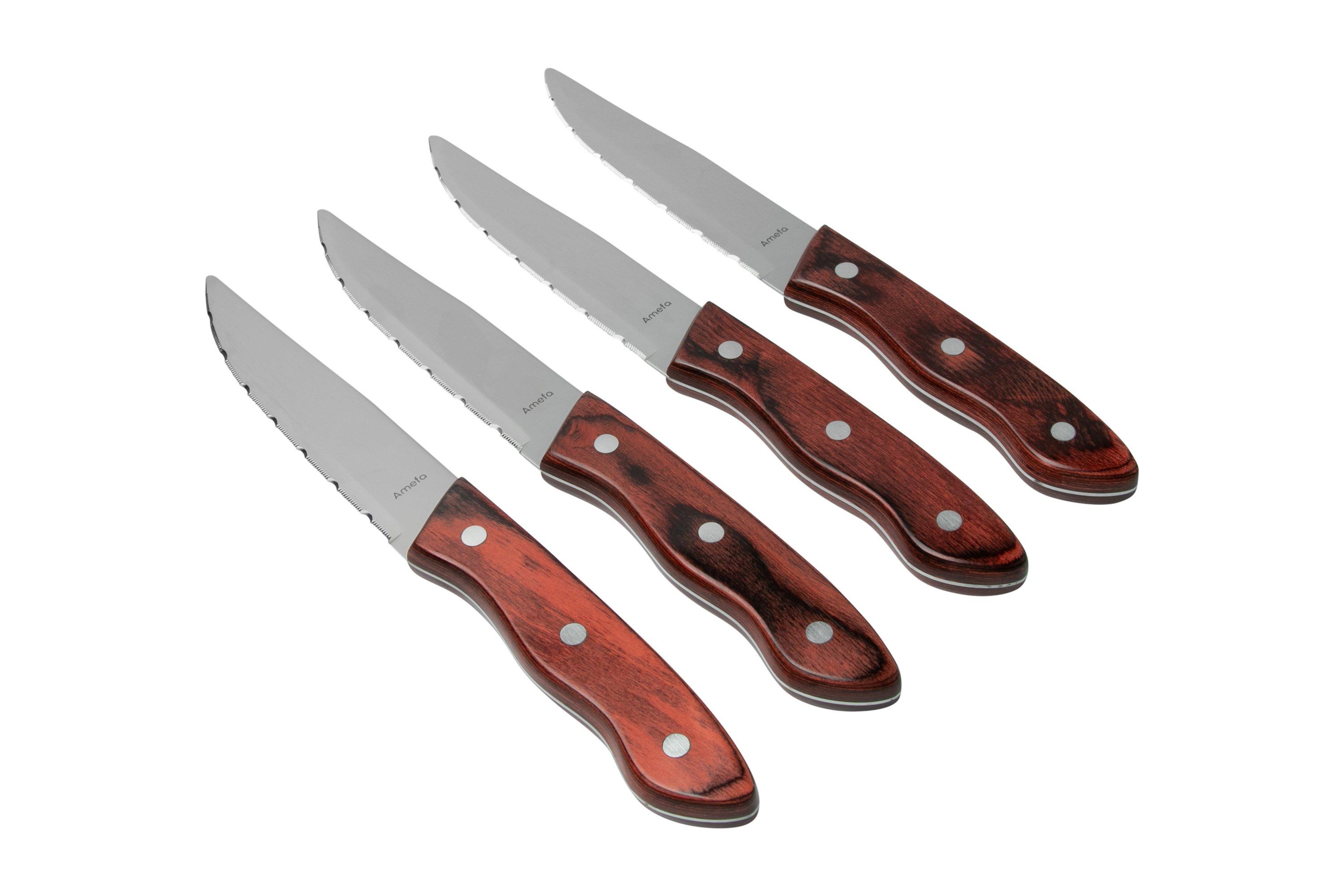 Amefa Hercule XXL 4917 red pakka wood steak knives 4 pieces ...