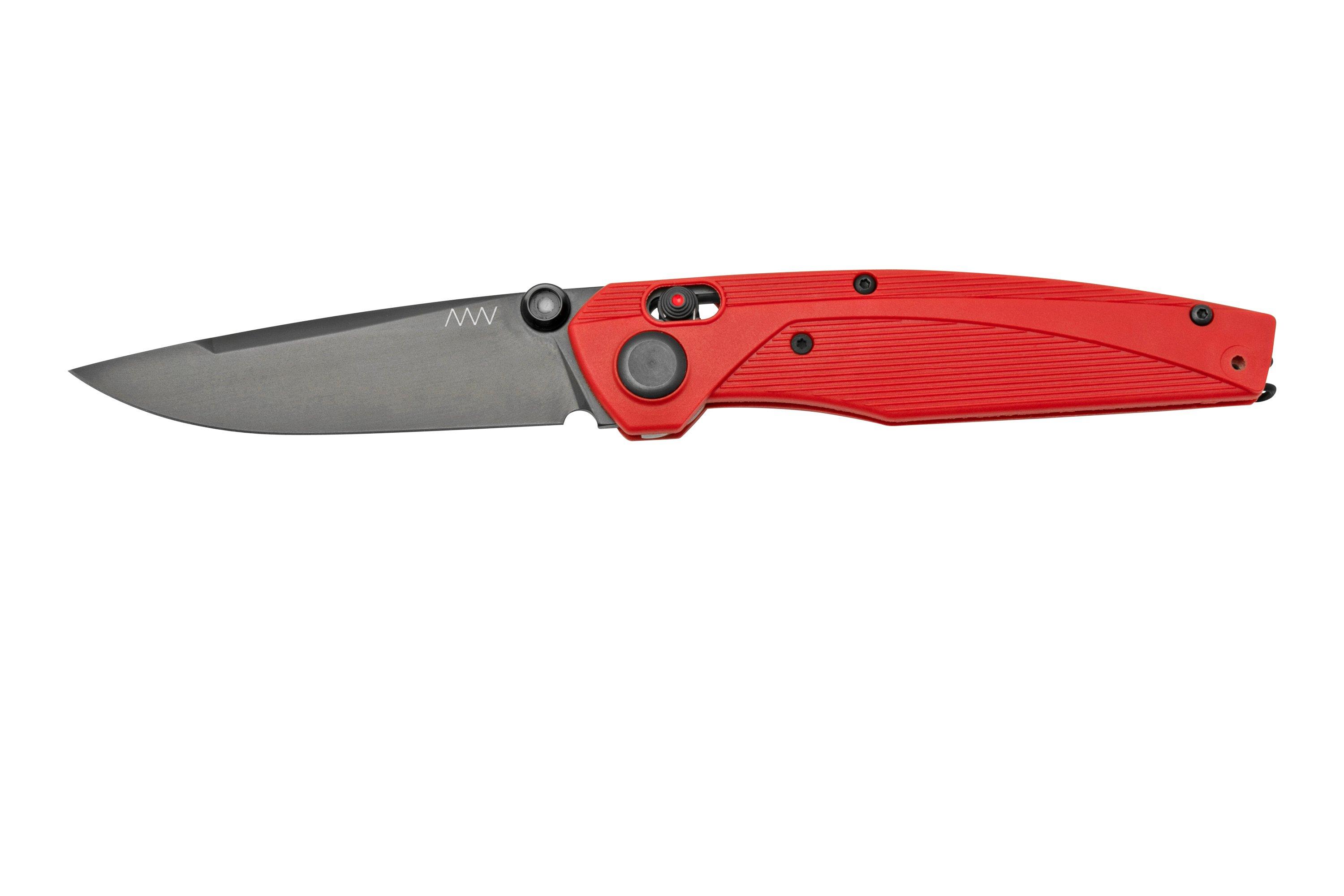 ANV Knives A100, Elmax, Red FRN, Alock, A100-003 pocket knife ...