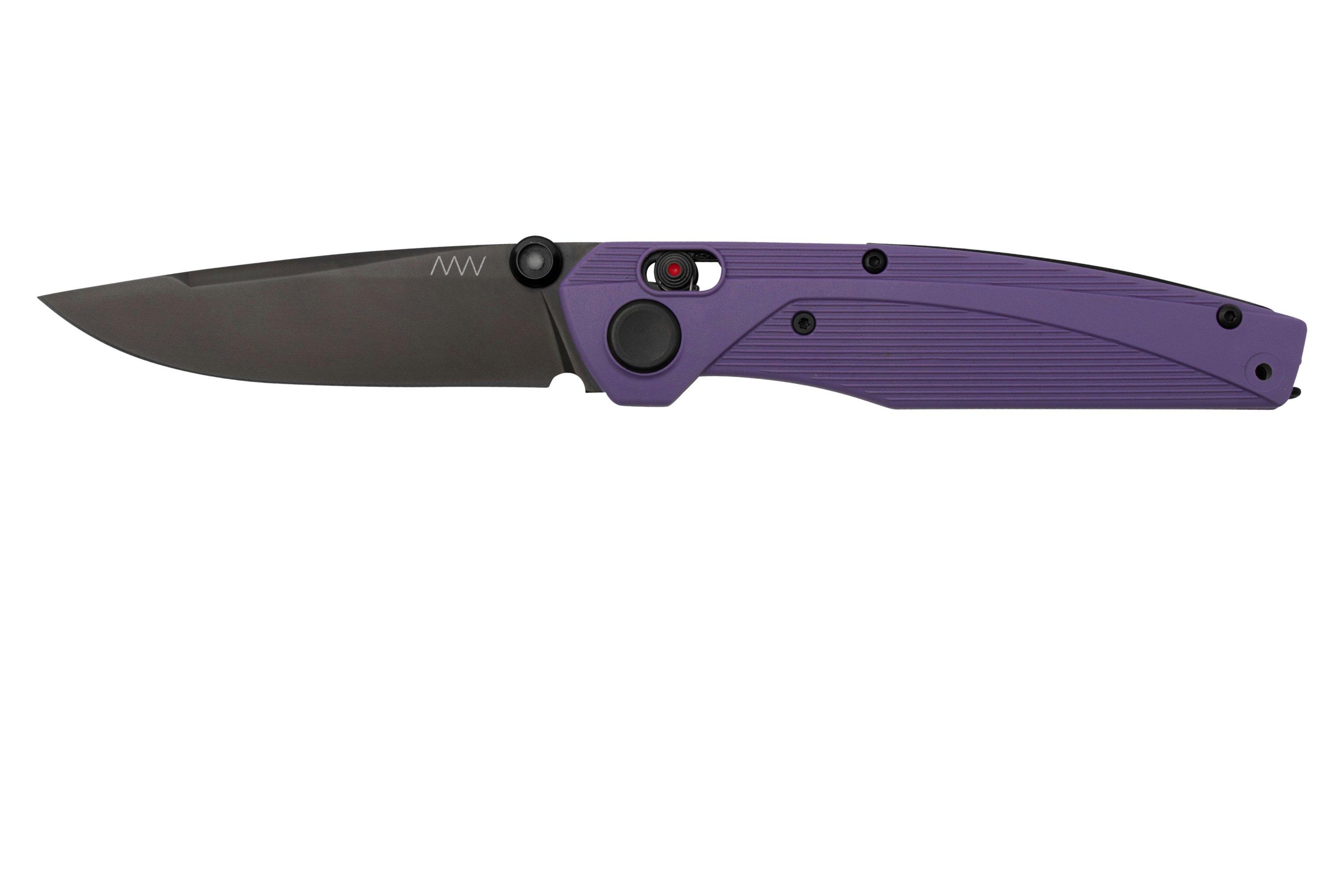 ANV Knives A100, MAGNACUT, DLC Black, Blueberry And Cream GRN, Alock ...