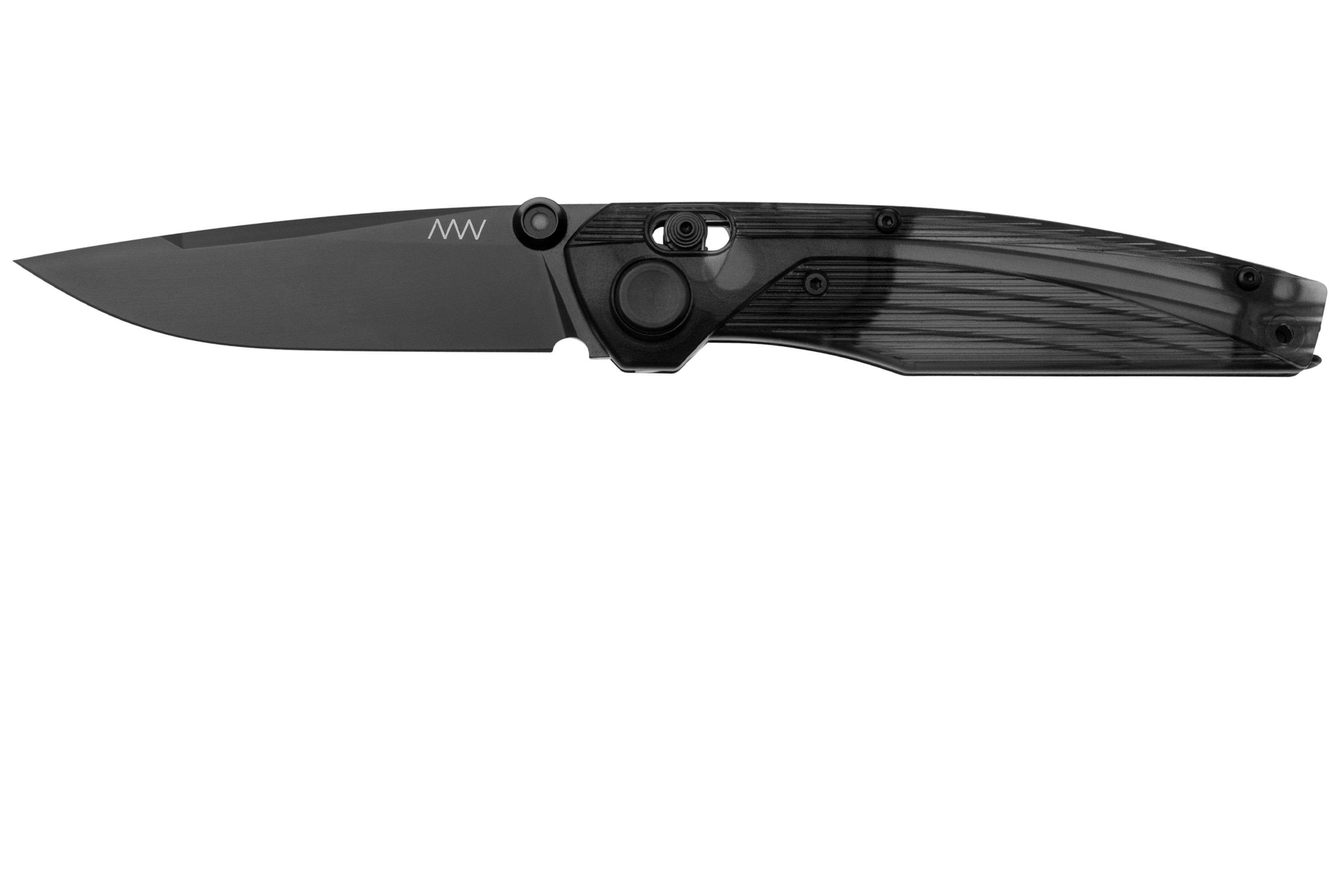 ANV Knives A100, BB, DLC, Black Ultem, Alock, A100-025, pocket knife ...