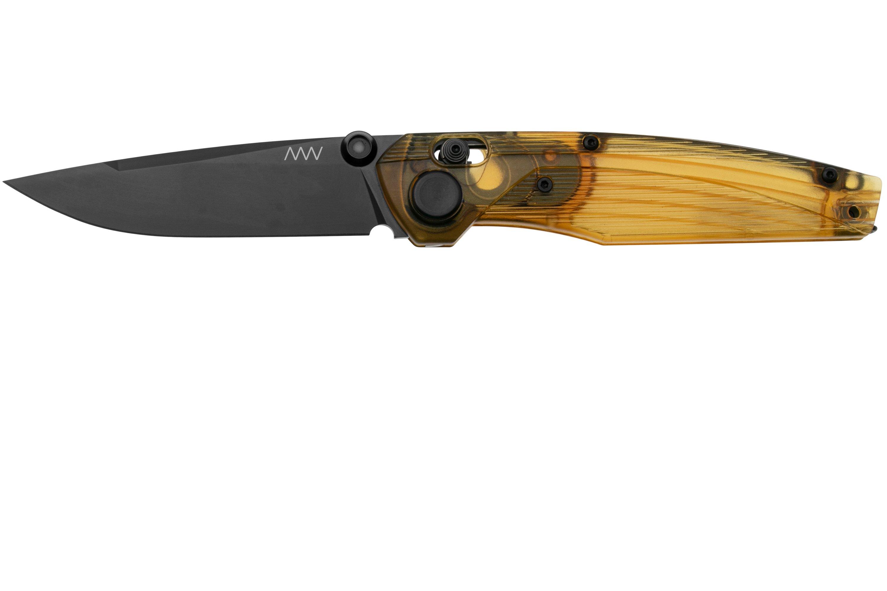 ANV Knives A100, BB, DLC, Yellow Natural Ultem, Alock, A100-026, navaja ...