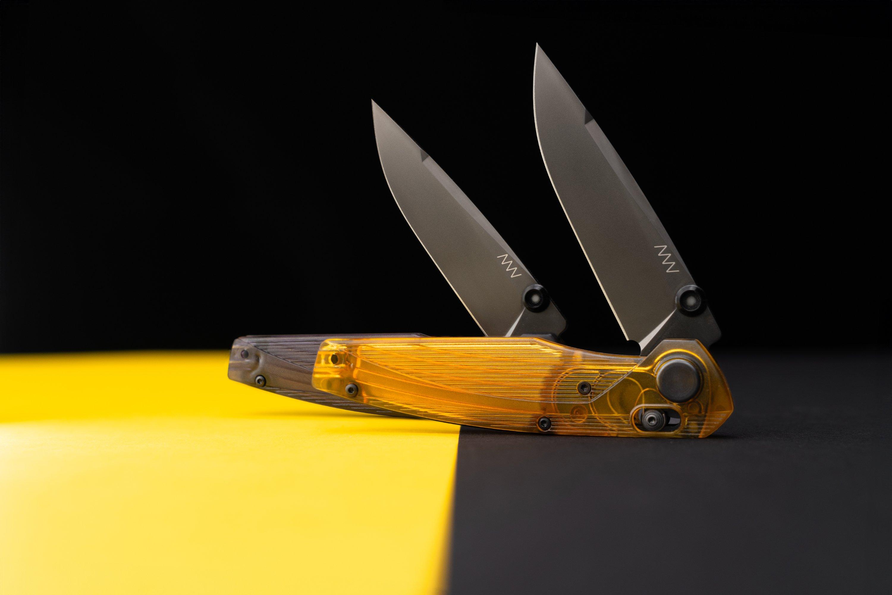 ANV Knives A100, BB, DLC, Yellow Natural Ultem, Alock, A100-026, pocket ...