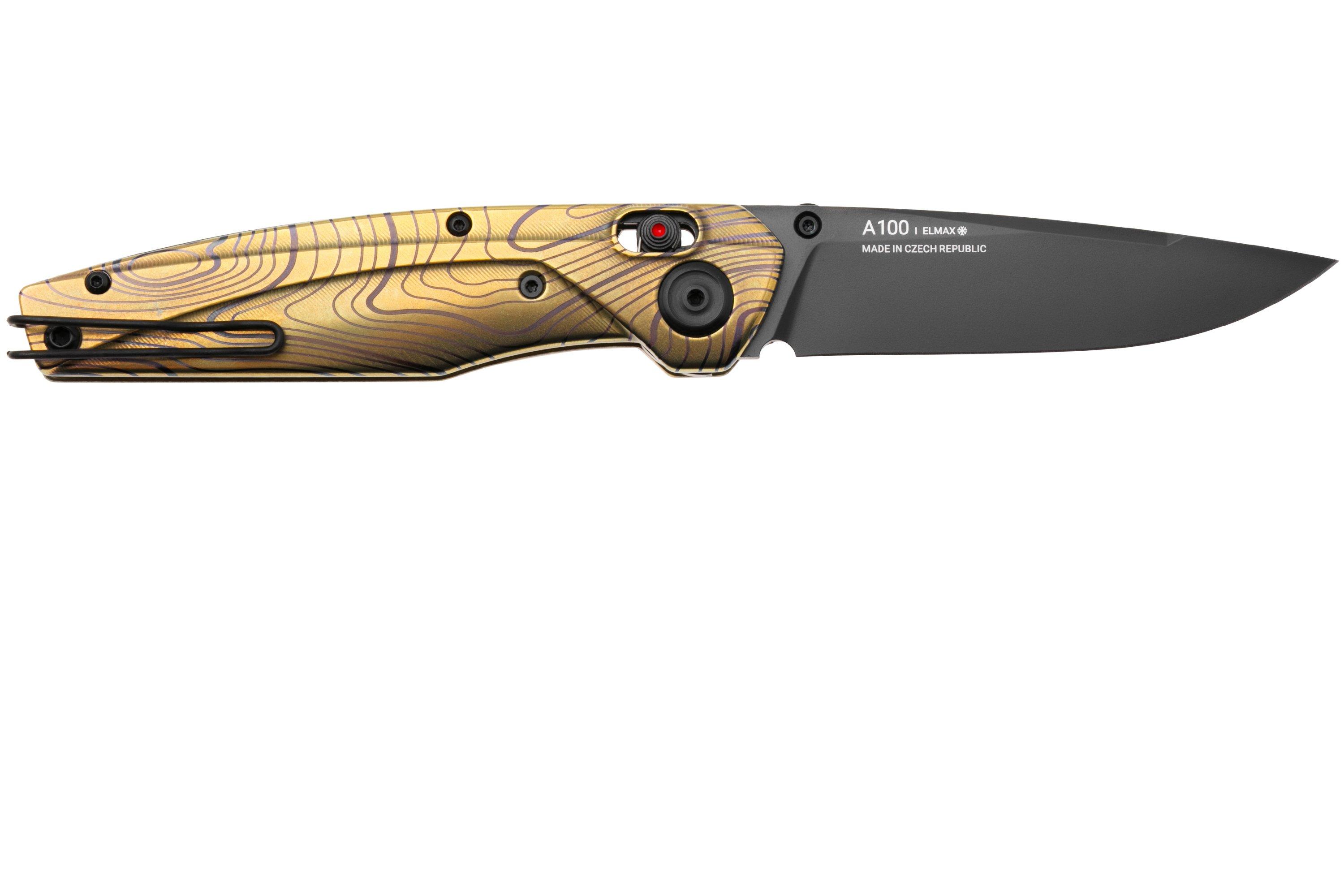 ANV A100 BB, A100-035 Black DLC Elmax, Custom Anodized Titanium, pocket knife | Advantageously ...
