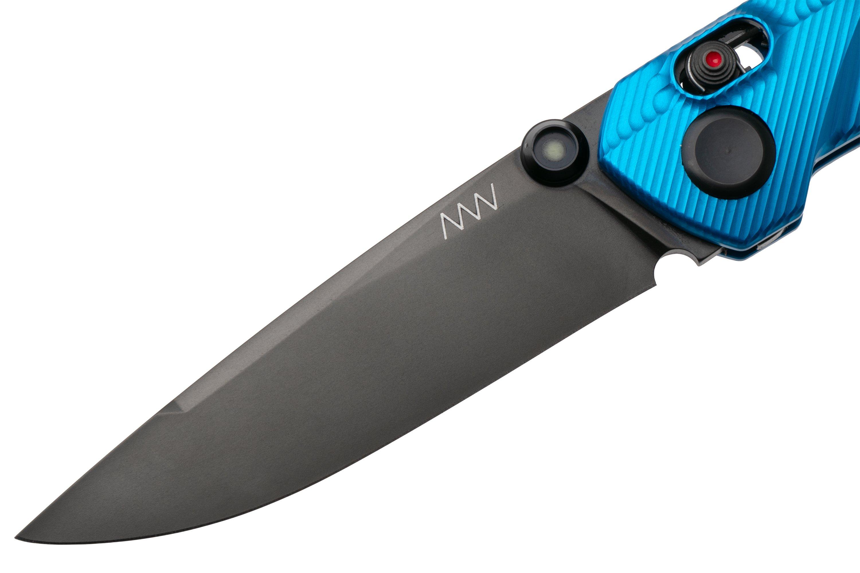 ANV A100 BB, A100-037 Black DLC Elmax, Blue Aluminium, pocket knife ...