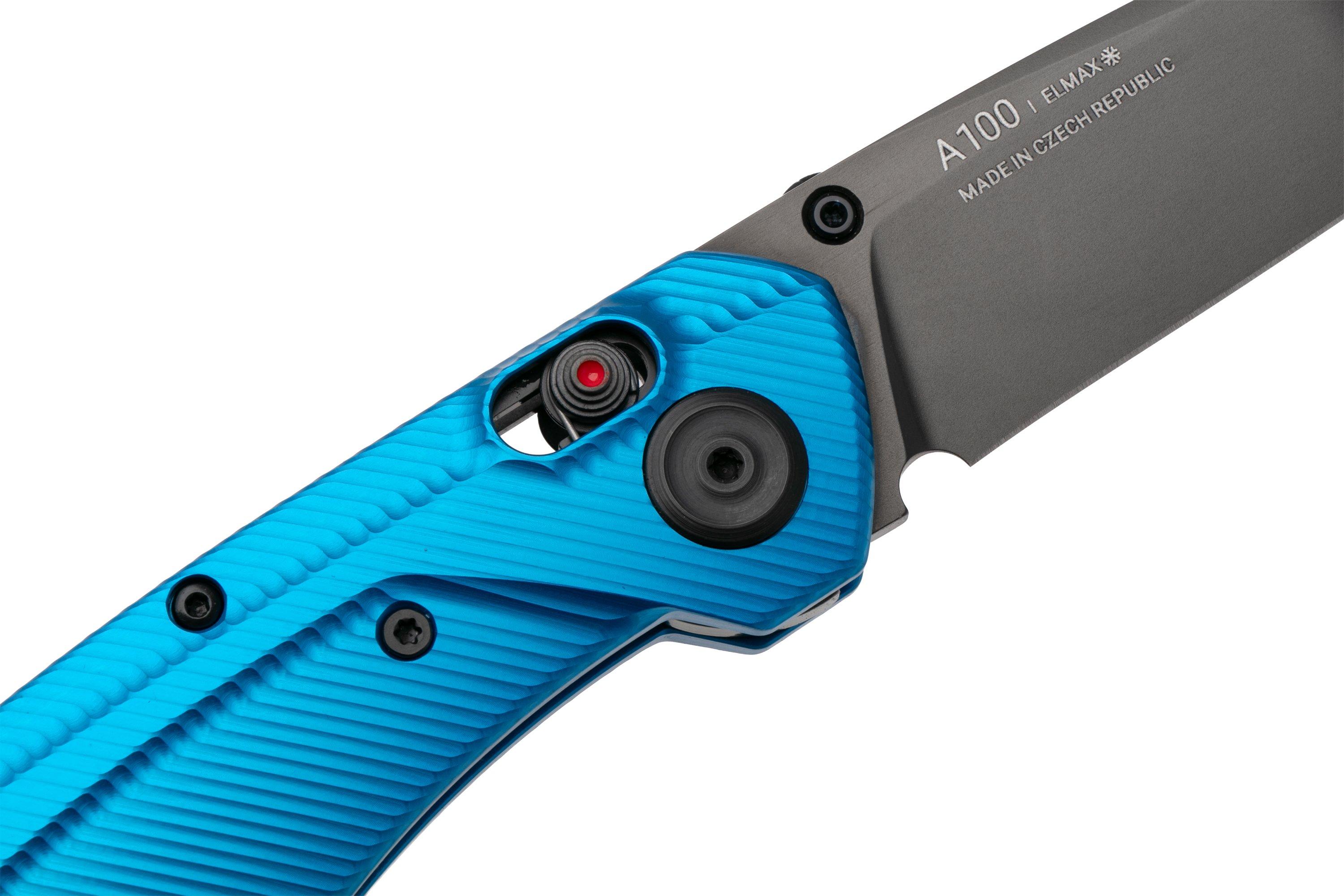 ANV A100 BB, A100-037 Black DLC Elmax, Blue Aluminium, pocket knife ...