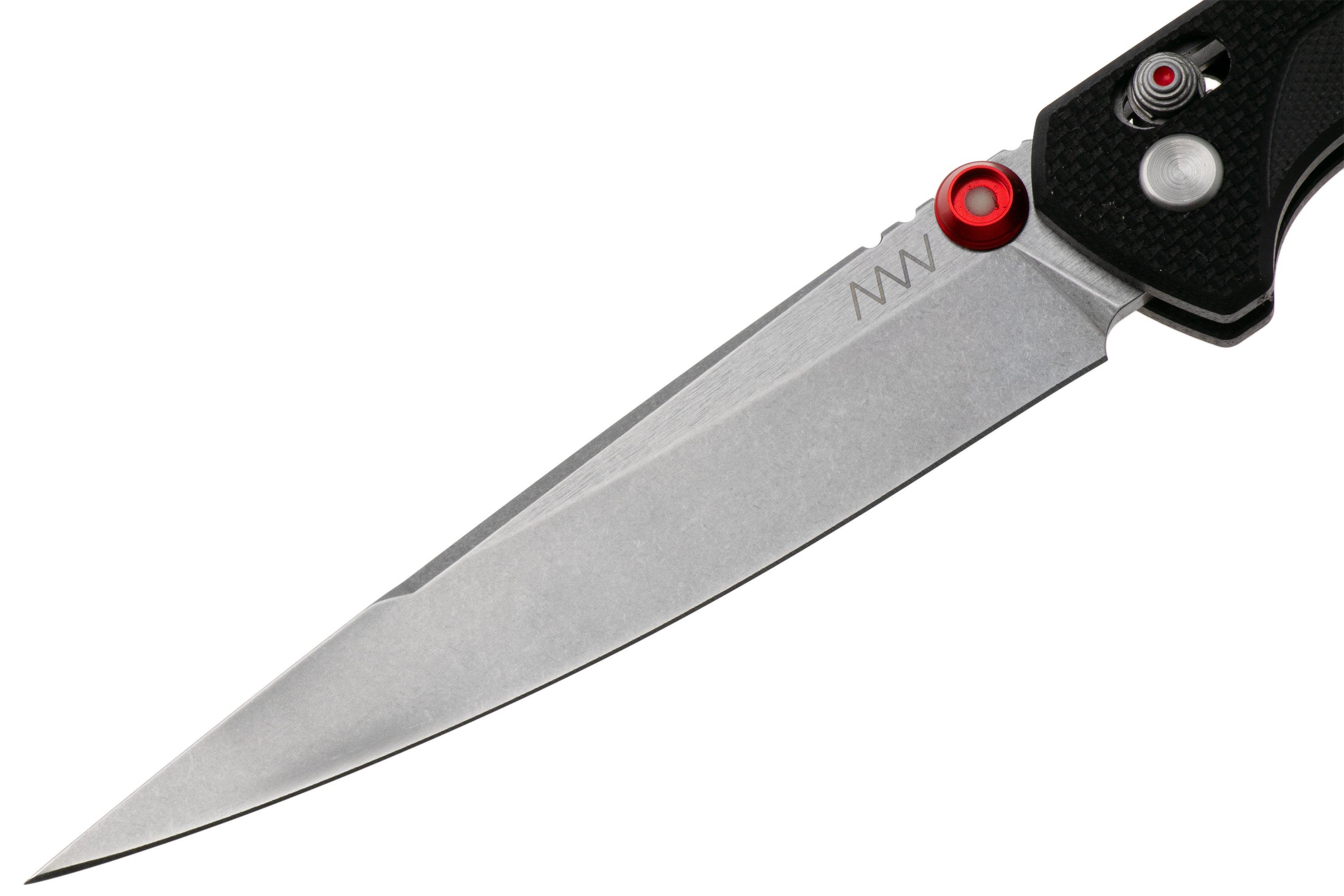 ANV A300BB, Stonewashed Sandvik 14C28N, Black G10, Thumbstud pocket ...