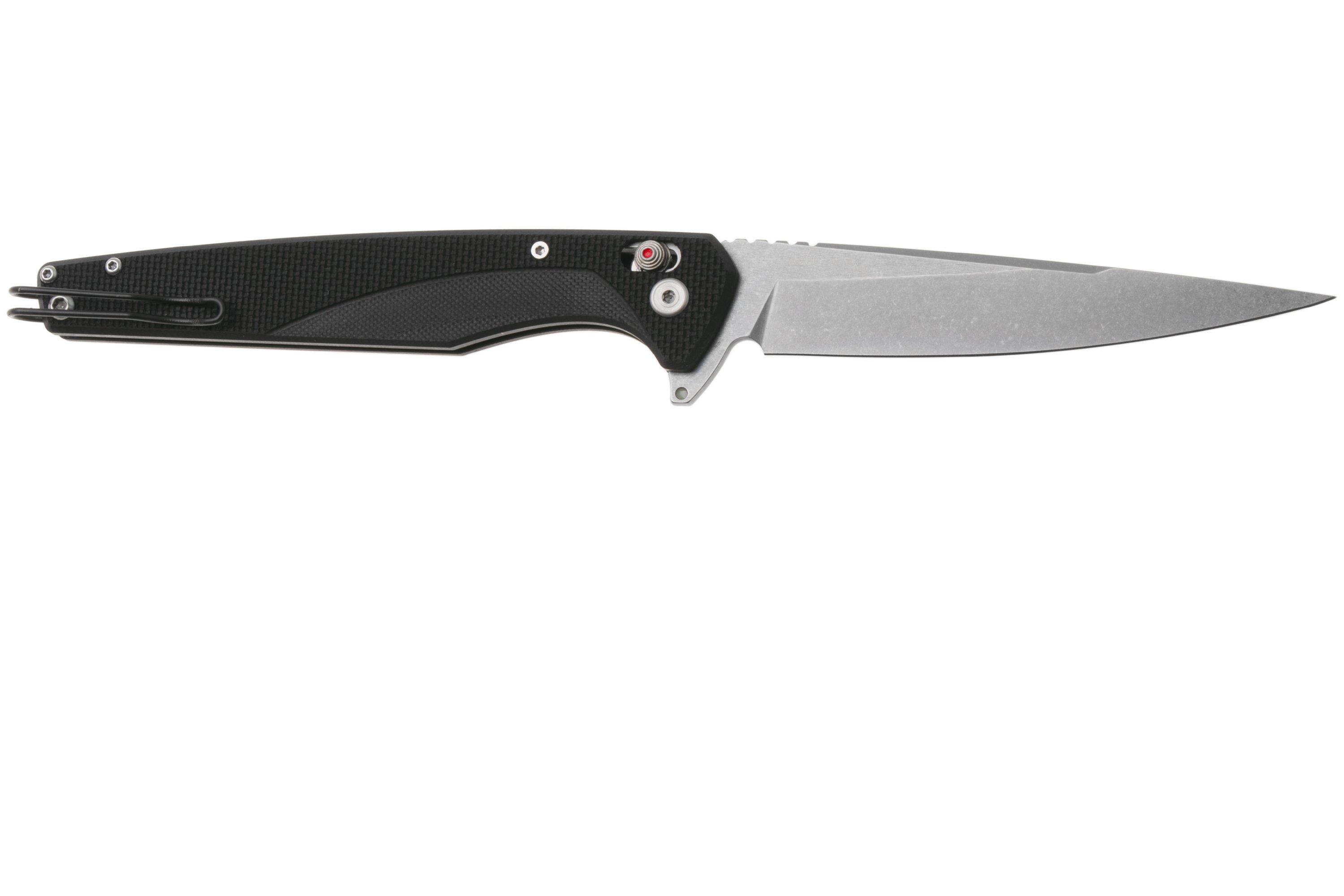 ANV A300BB, Stonewashed Sandvik 14C28N, Black G10, Flipper pocket knife ...