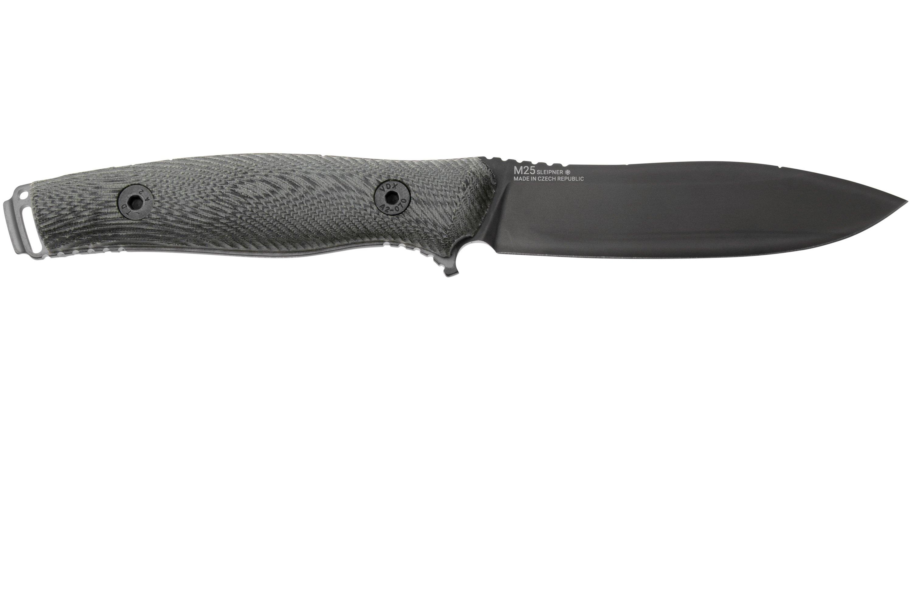 ANV Knives M25 Sleipner DLC, Black Micarta, fixed knife ...