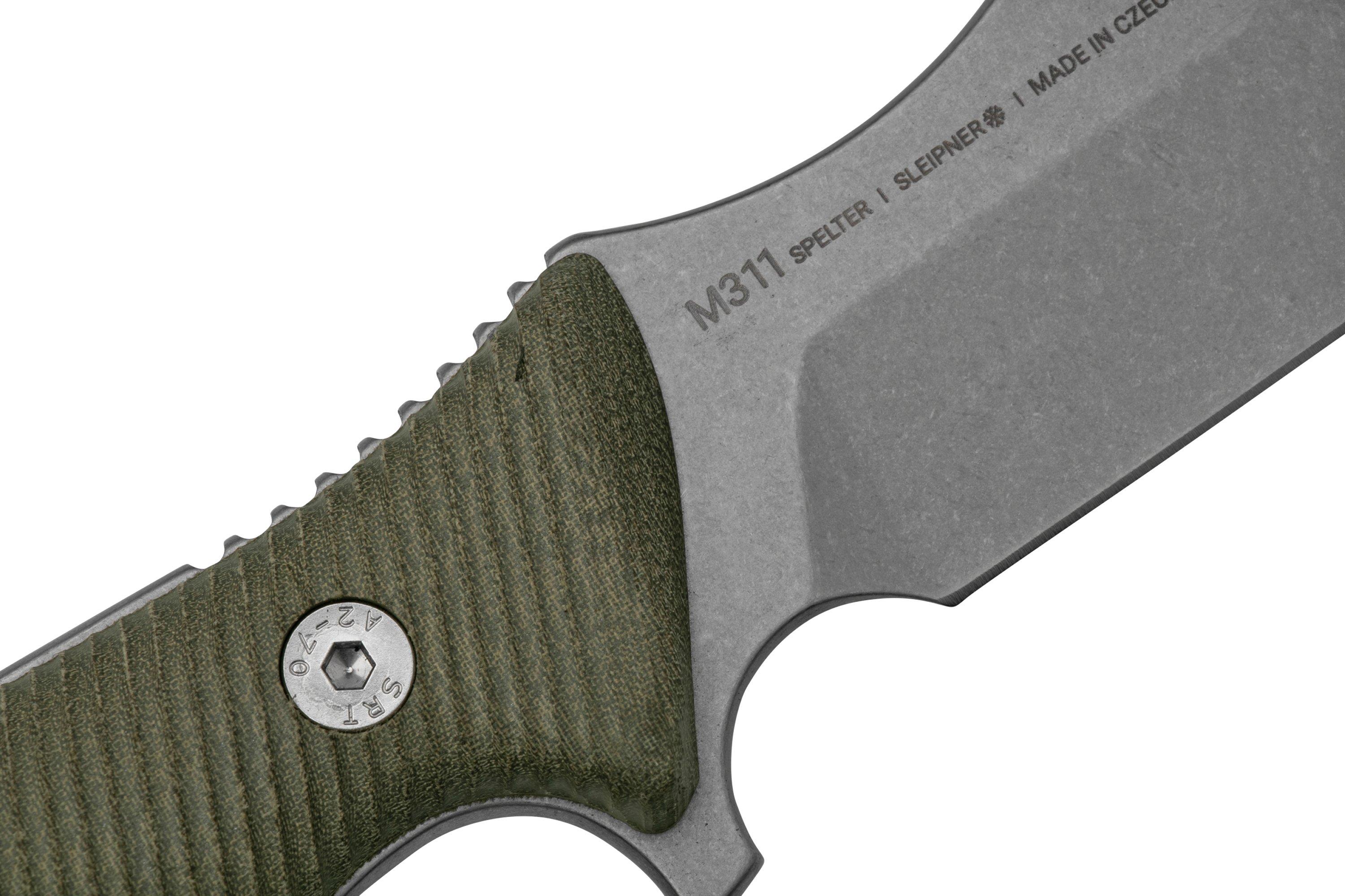 ANV Knives M311 SPELTER Stonewashed Sleipner, Olive Handle, Black Kydex ...