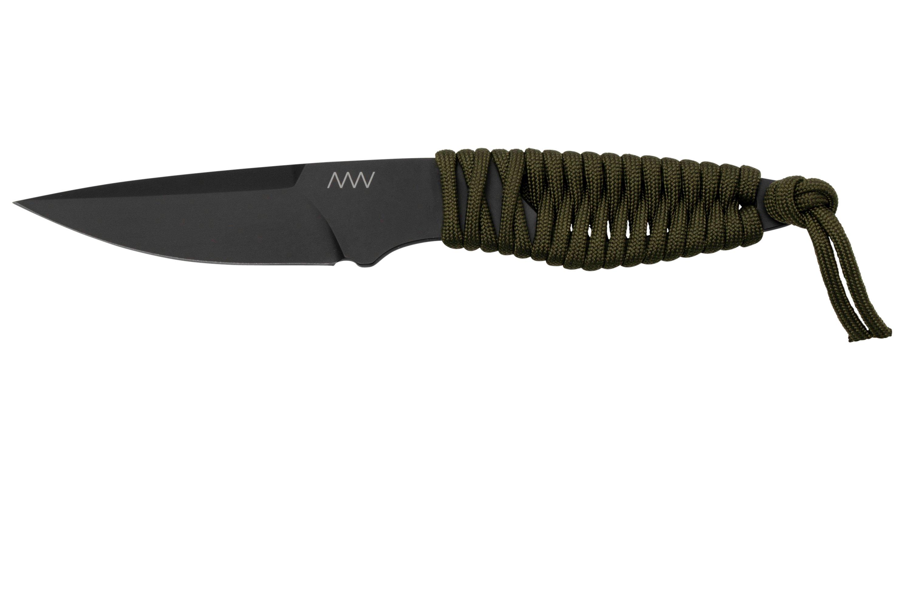 ANV Knives P100 Sleipner Cerakote, Olive Paracord, P100-039, Black ...