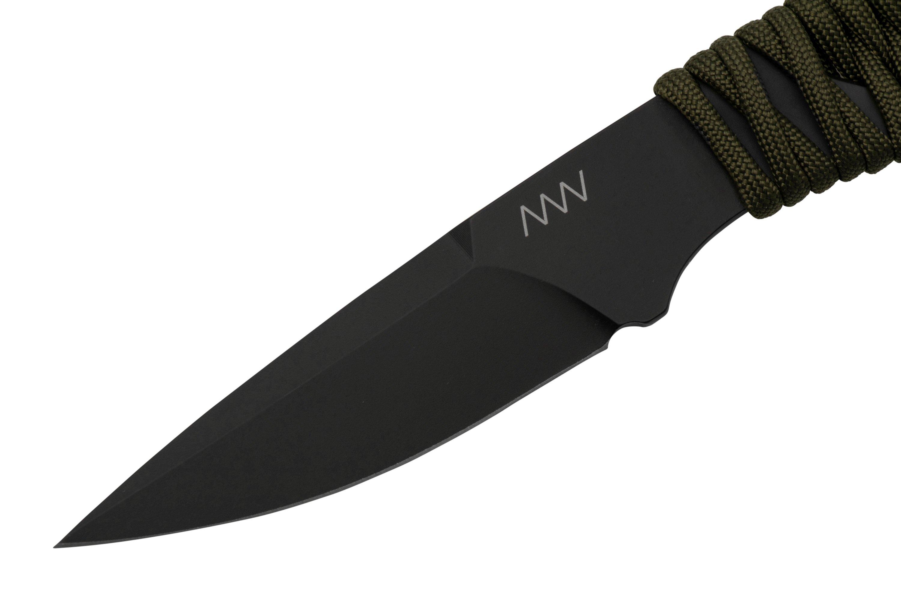 ANV Knives P100 Sleipner Cerakote, Olive Paracord, P100-039, Black ...