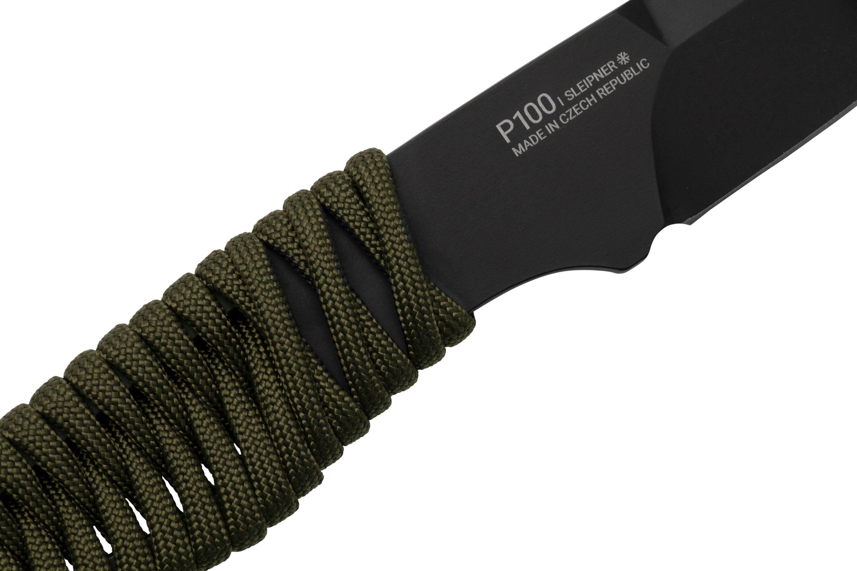 ANV Knives P100 Sleipner Cerakote, Olive Paracord, P100-039, Black ...