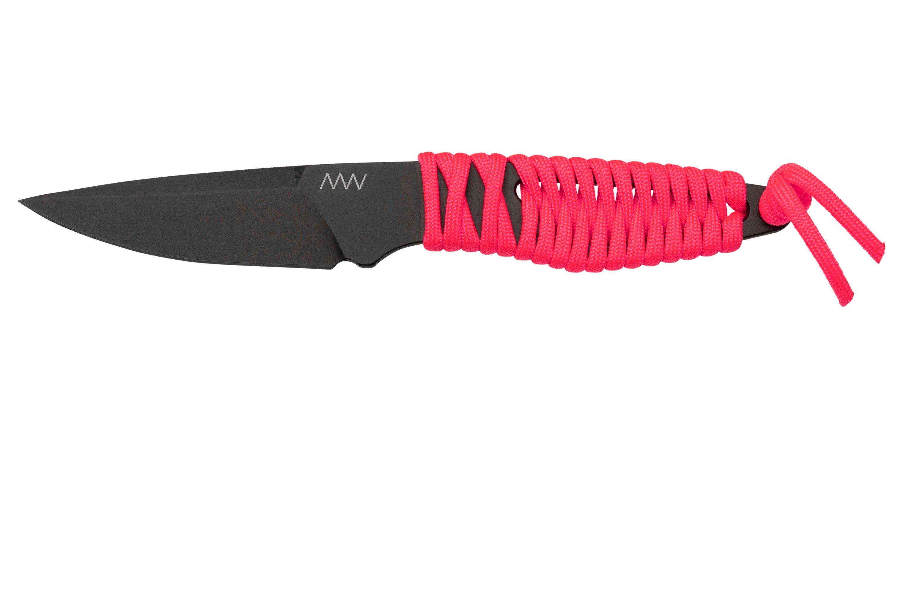 ANV Knives P100 Sleipner Cerakote, Pink Paracord, P100-044, Black Kydex ...