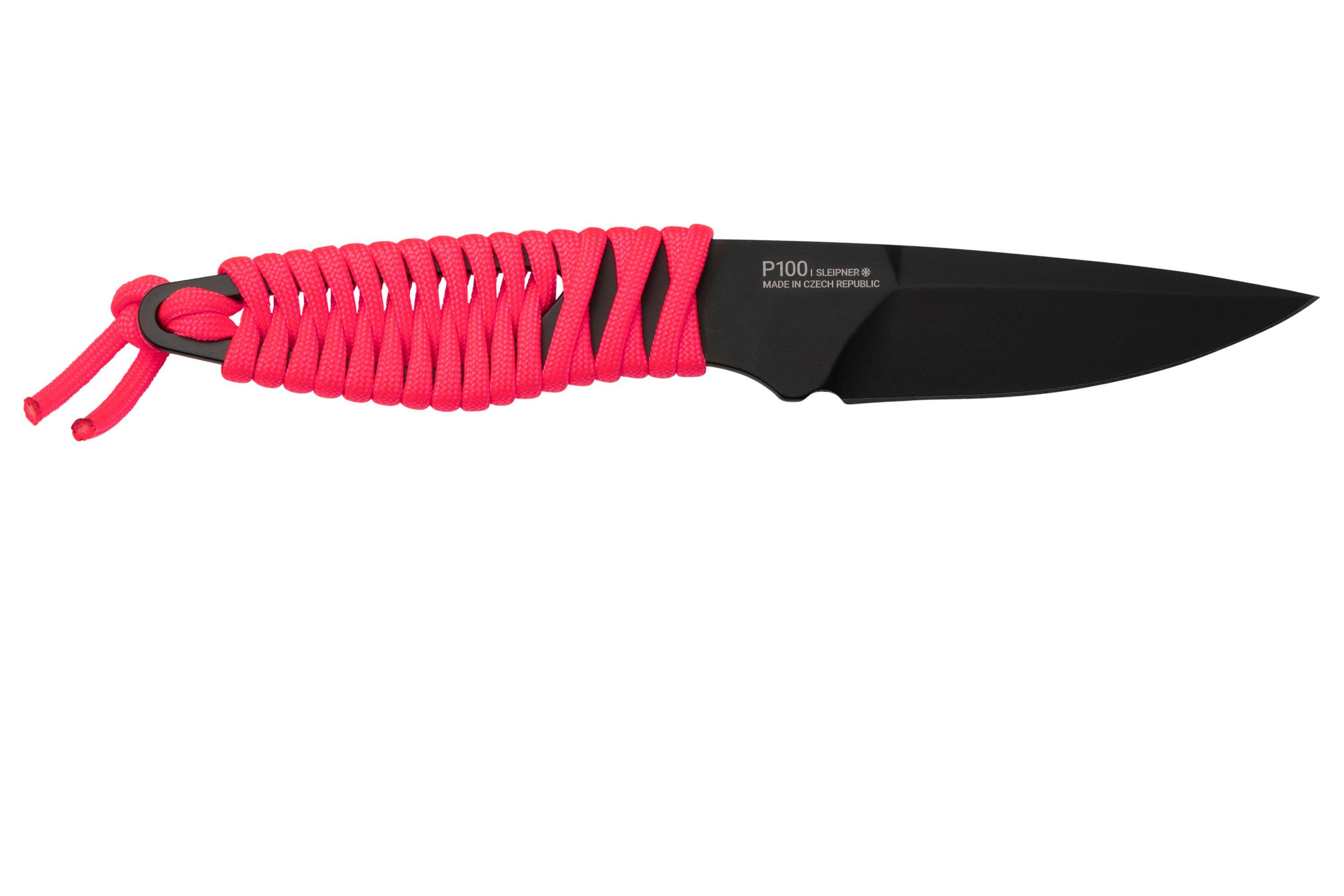 ANV Knives P100 Sleipner Cerakote, Pink Paracord, P100-044, Black Kydex ...