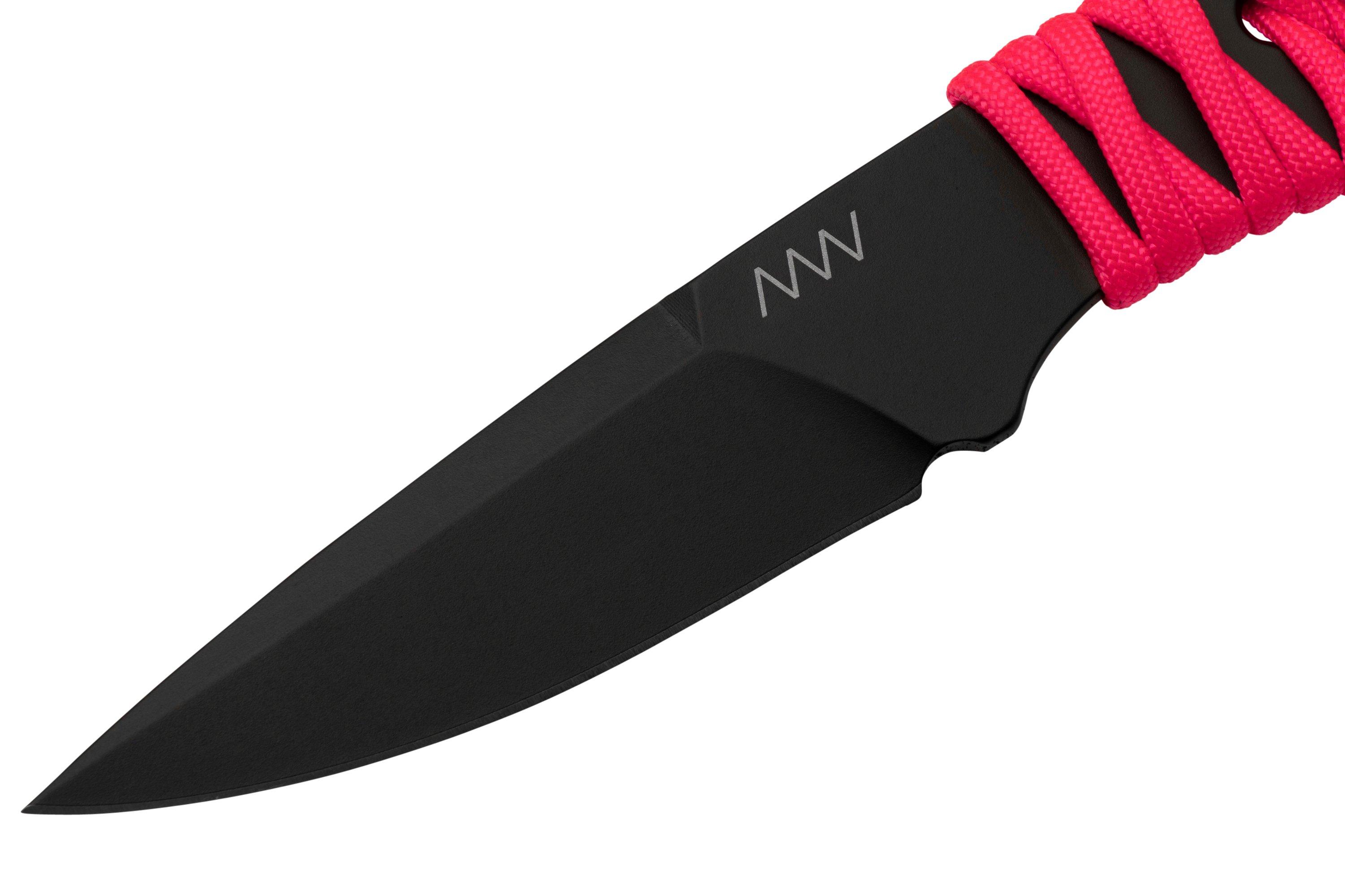ANV Knives P100 Sleipner Cerakote, Pink Paracord, P100-044, Black Kydex ...