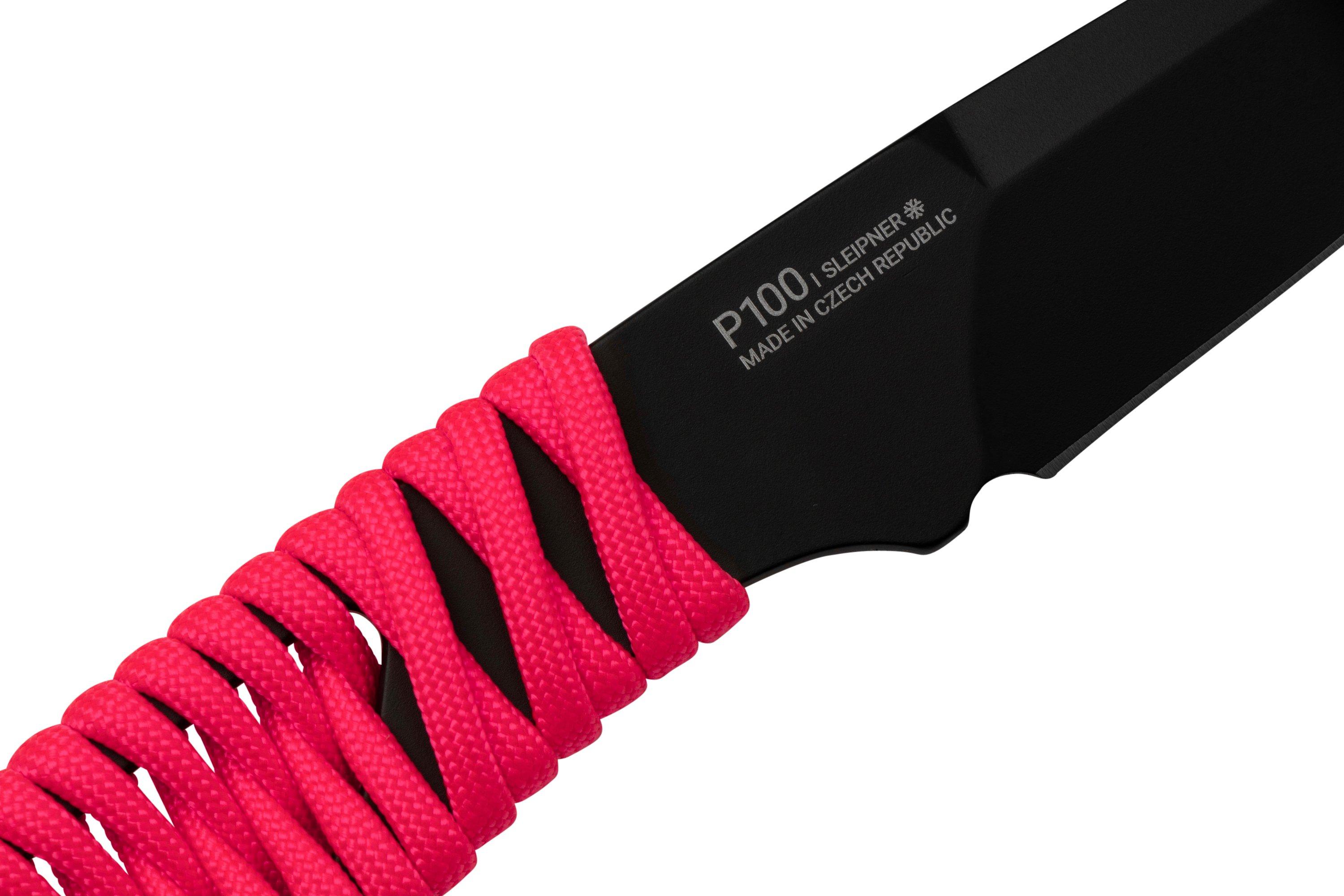 ANV Knives P100 Sleipner Cerakote, Pink Paracord, P100-044, Black Kydex ...
