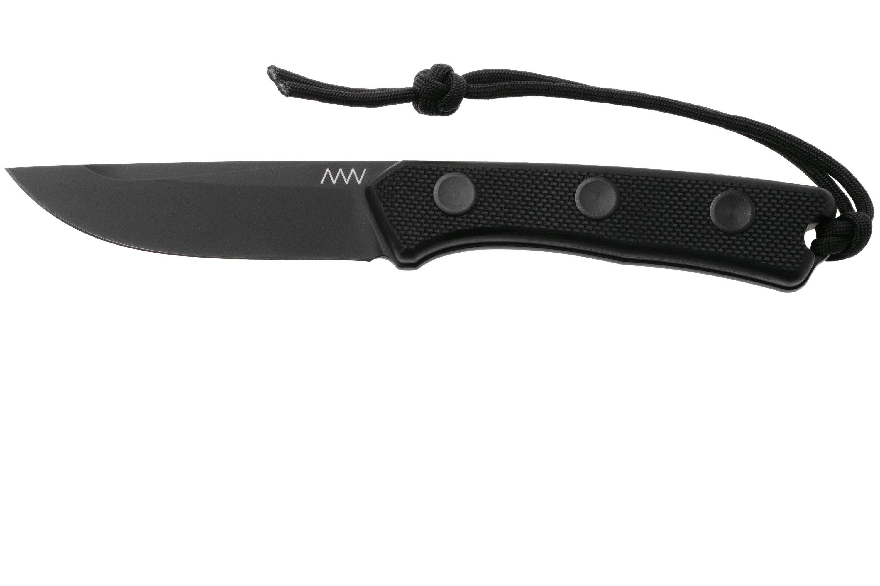 ANV P200, P200-035, Black Cerakote Sleipner, Black G10, survival knife ...
