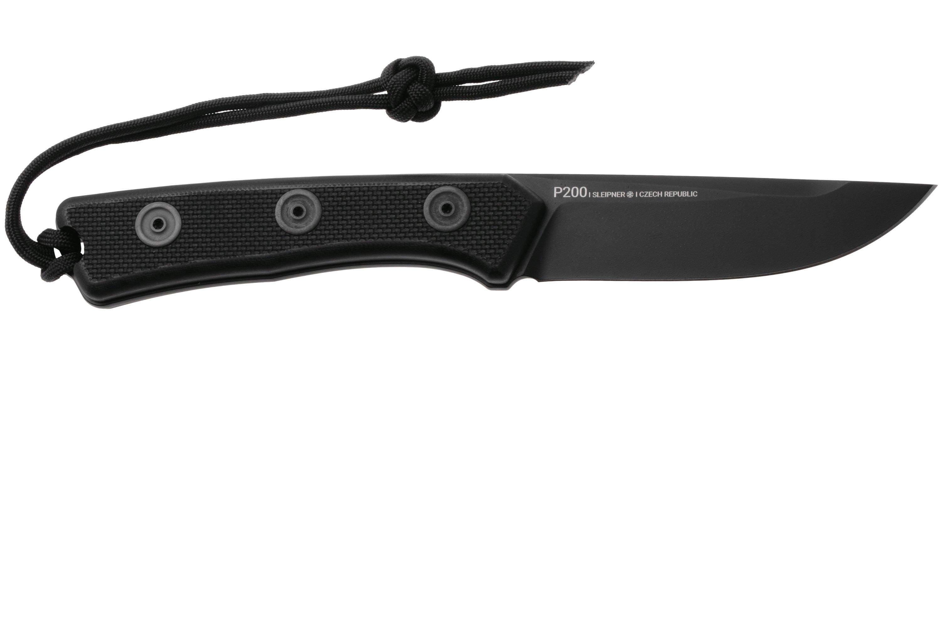 ANV P200, P200-035, Black Cerakote Sleipner, Black G10, survival knife ...