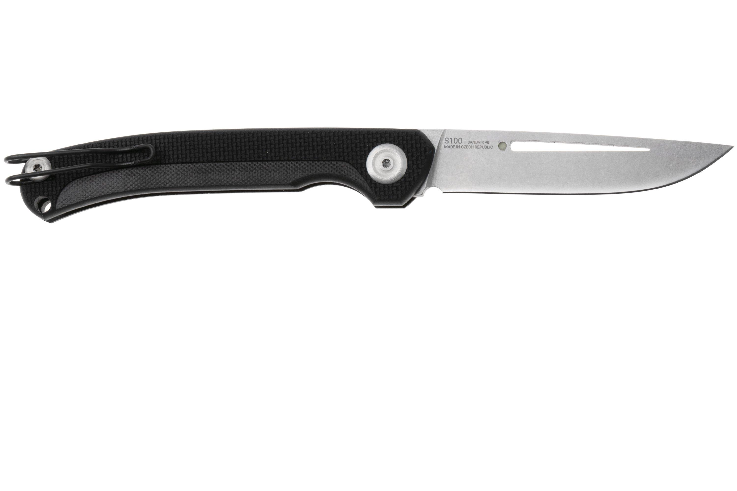 ANV S100 Stonewashed 12C27, Black G10, slipjoint pocket knife ...