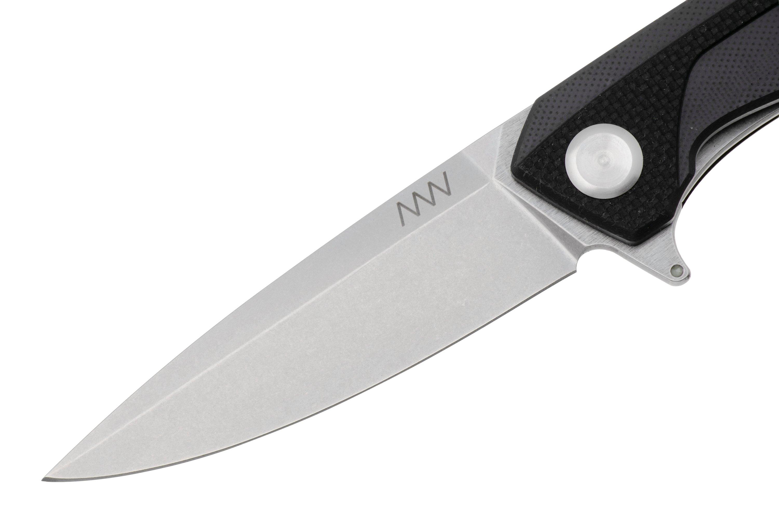 ANV Knives Z300-001, Stonewashed Sleipner, Black G10 pocket knife ...