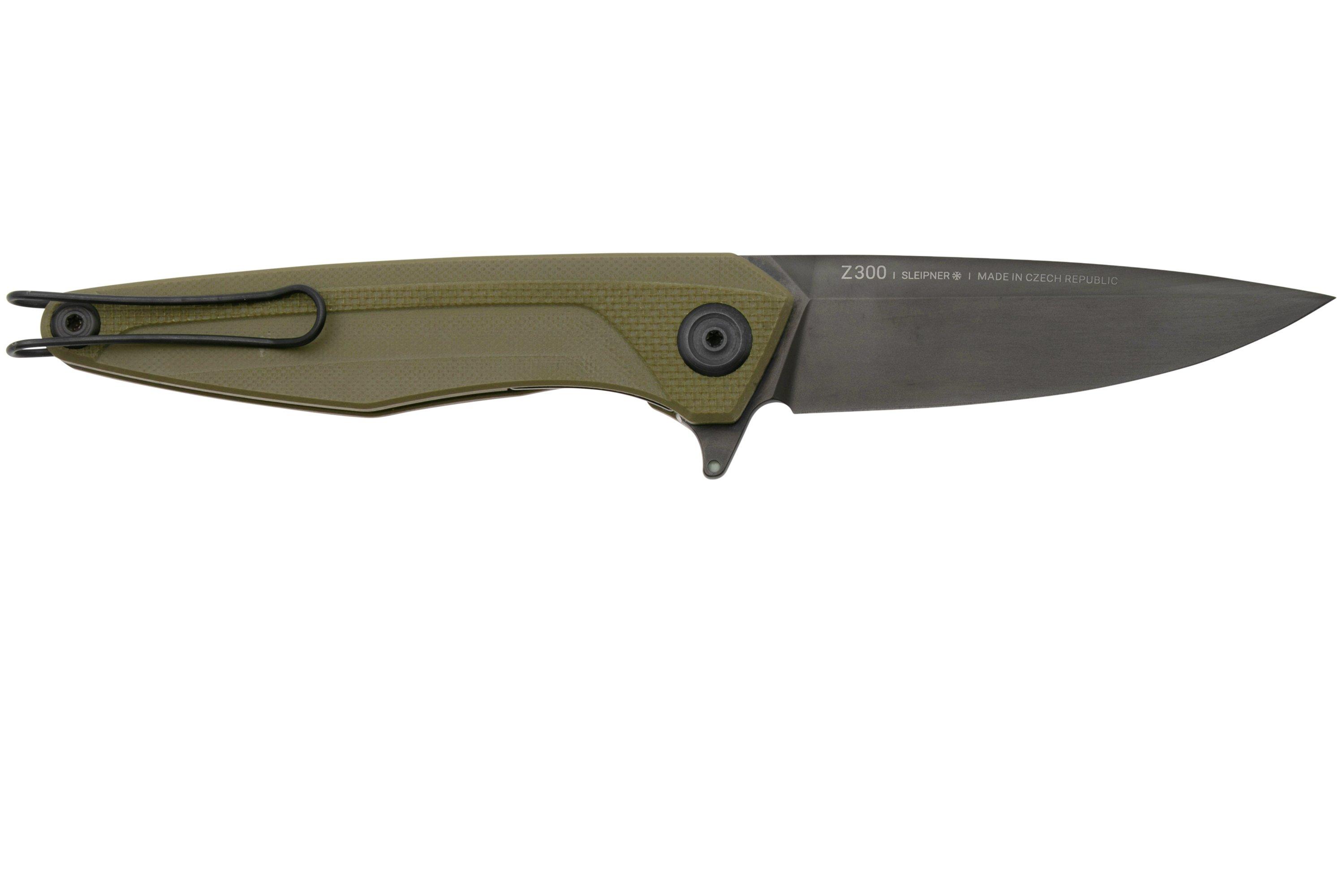 ANV Knives Z300BB, DLC Sleipner, Olive G10 pocket knife ...