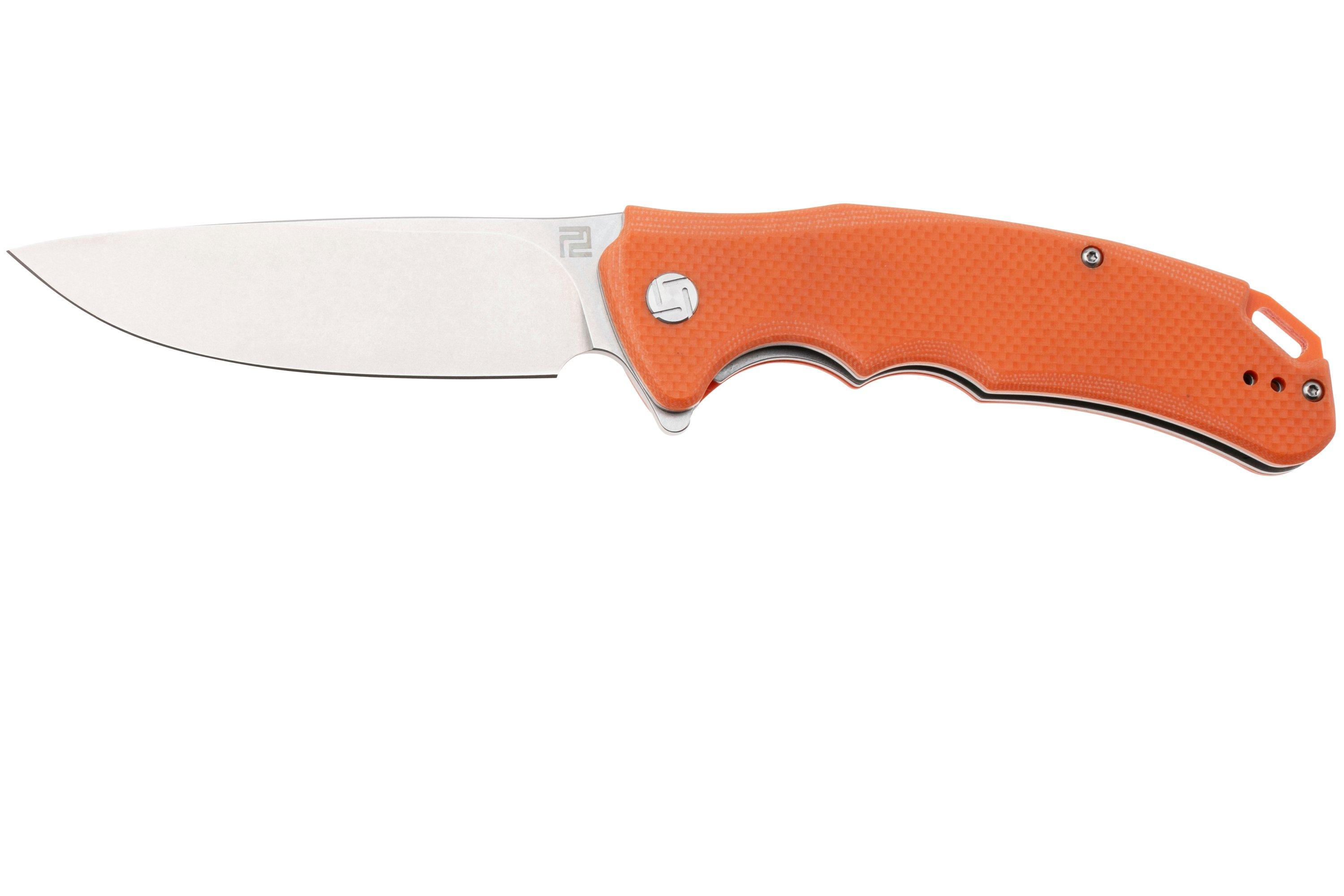 Artisan Cutlery Tradition 1702P-OE, Stonewashed D2, Orange G10 pocket ...