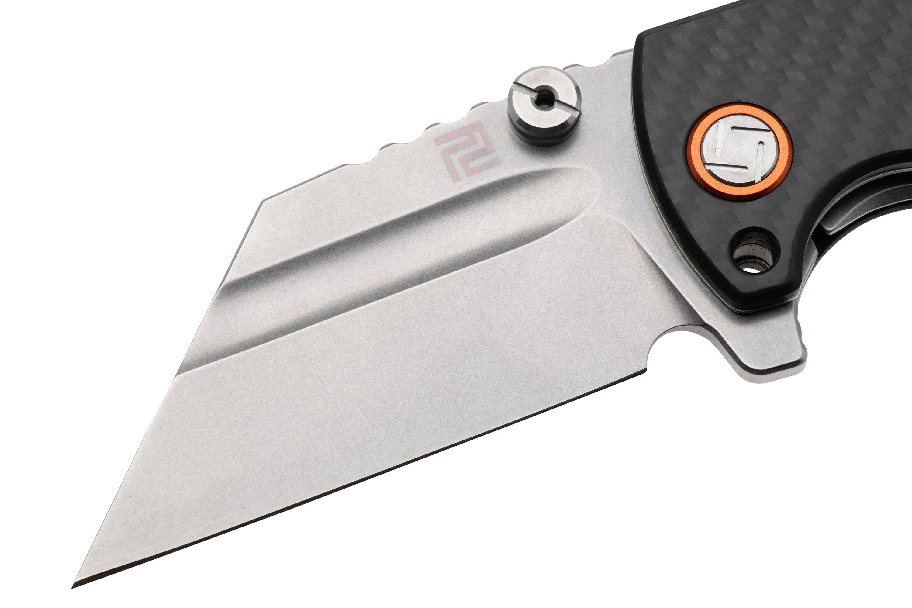 Artisan Cutlery Proponent 1820P-CF, Stonewashed D2, Black Carbon Fiber ...