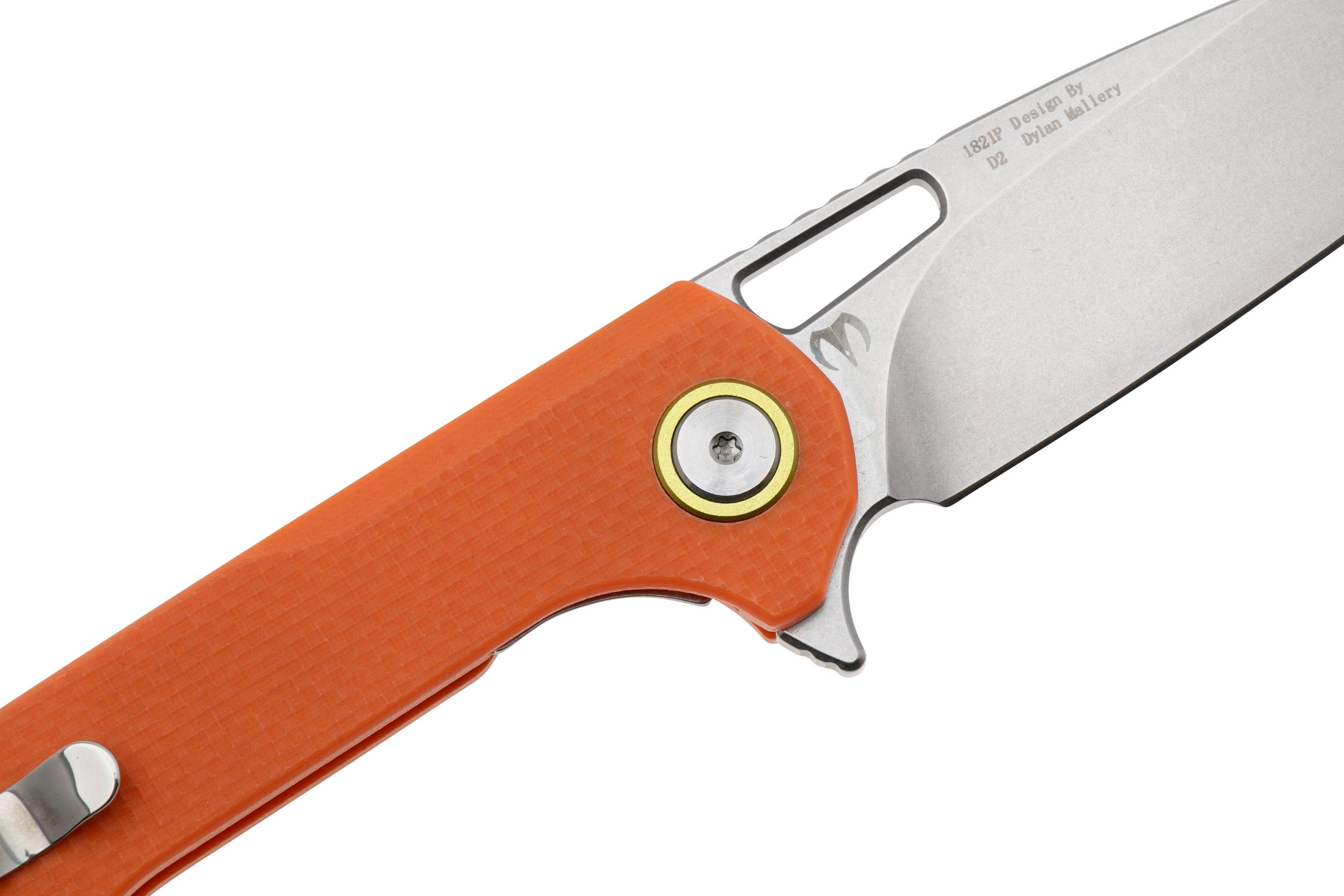 Artisan Cutlery Archaeo 1821P-OEF, Stonewashed D2, Orange G10 pocket ...