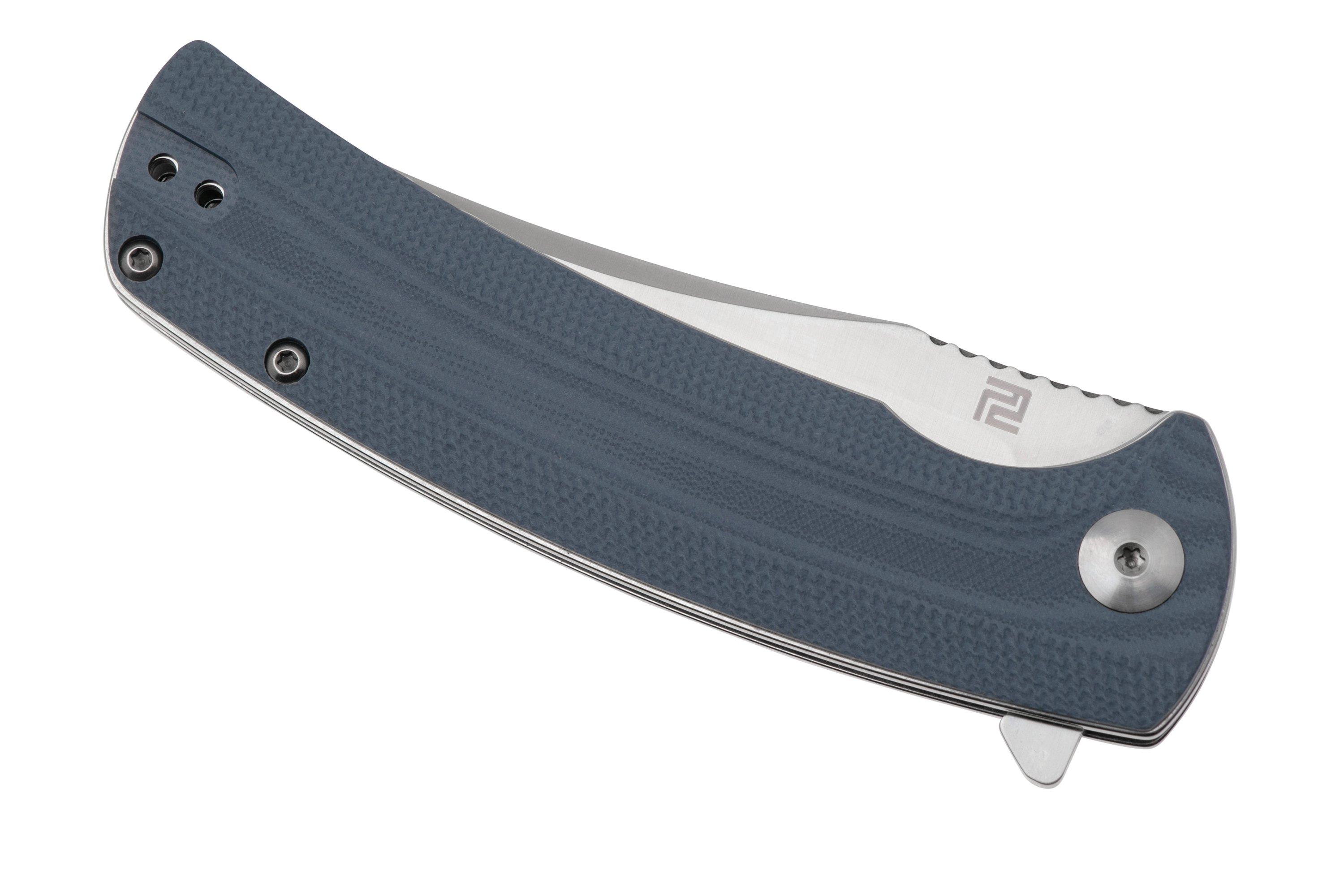 Artisan Cutlery Arroyo 1845P-GY, Sand Polished AR-RPM9, Gray G10 pocket knife | Advantageously ...