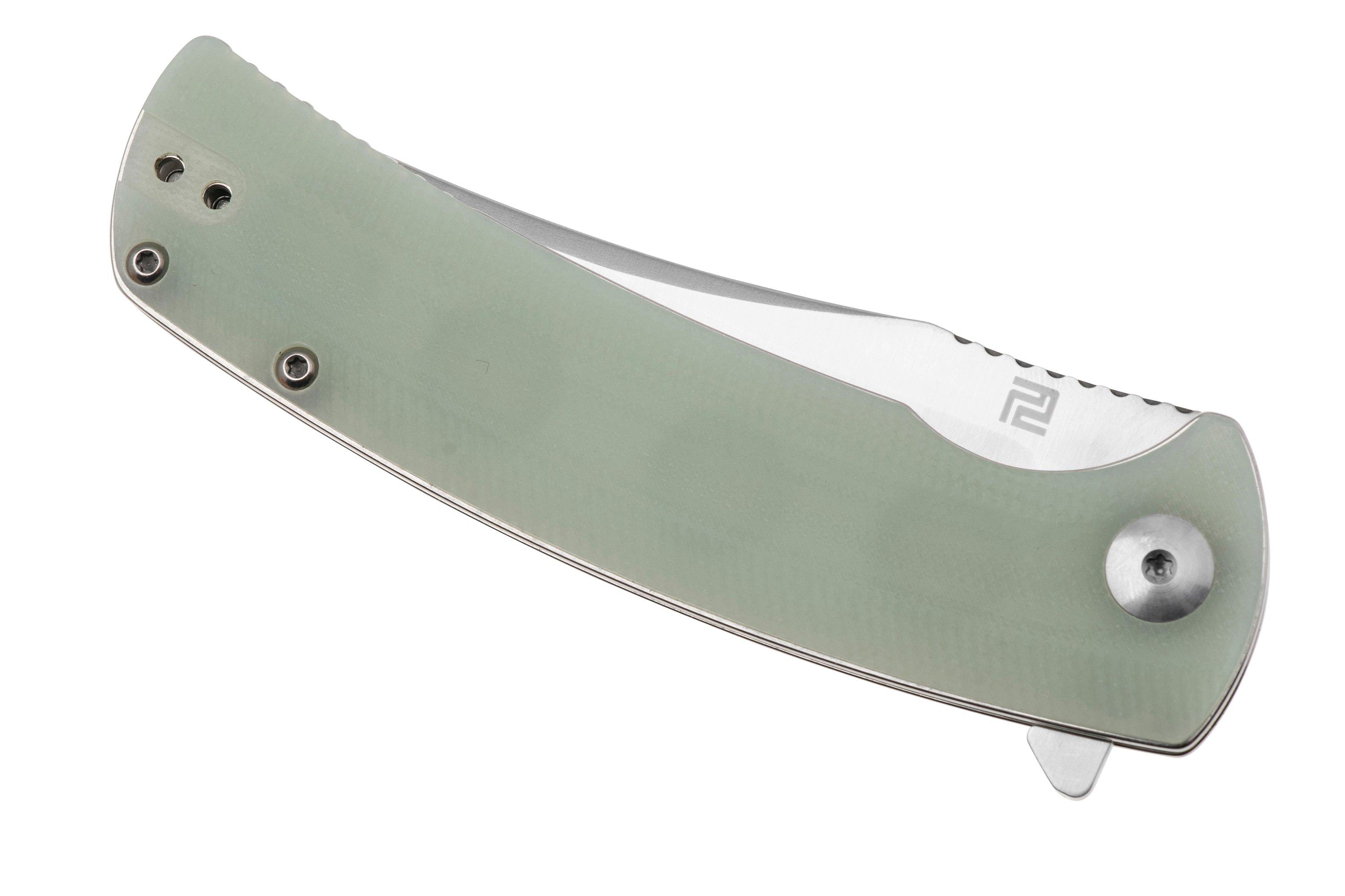 Artisan Cutlery Arroyo 1845P-NTG, Sand Polished AR-RPM9, Nature Green G10 zakmes | Voordelig ...