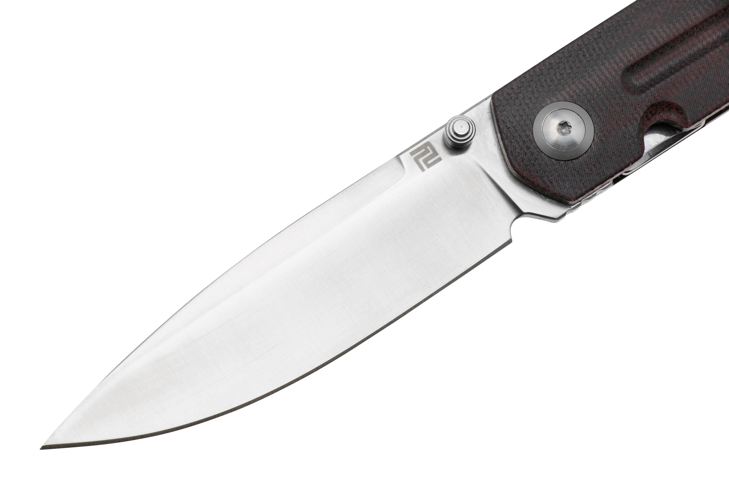 Artisan Cutlery Sirius 1849P-DRC, Satin S35VN, Red Micarta pocket knife ...