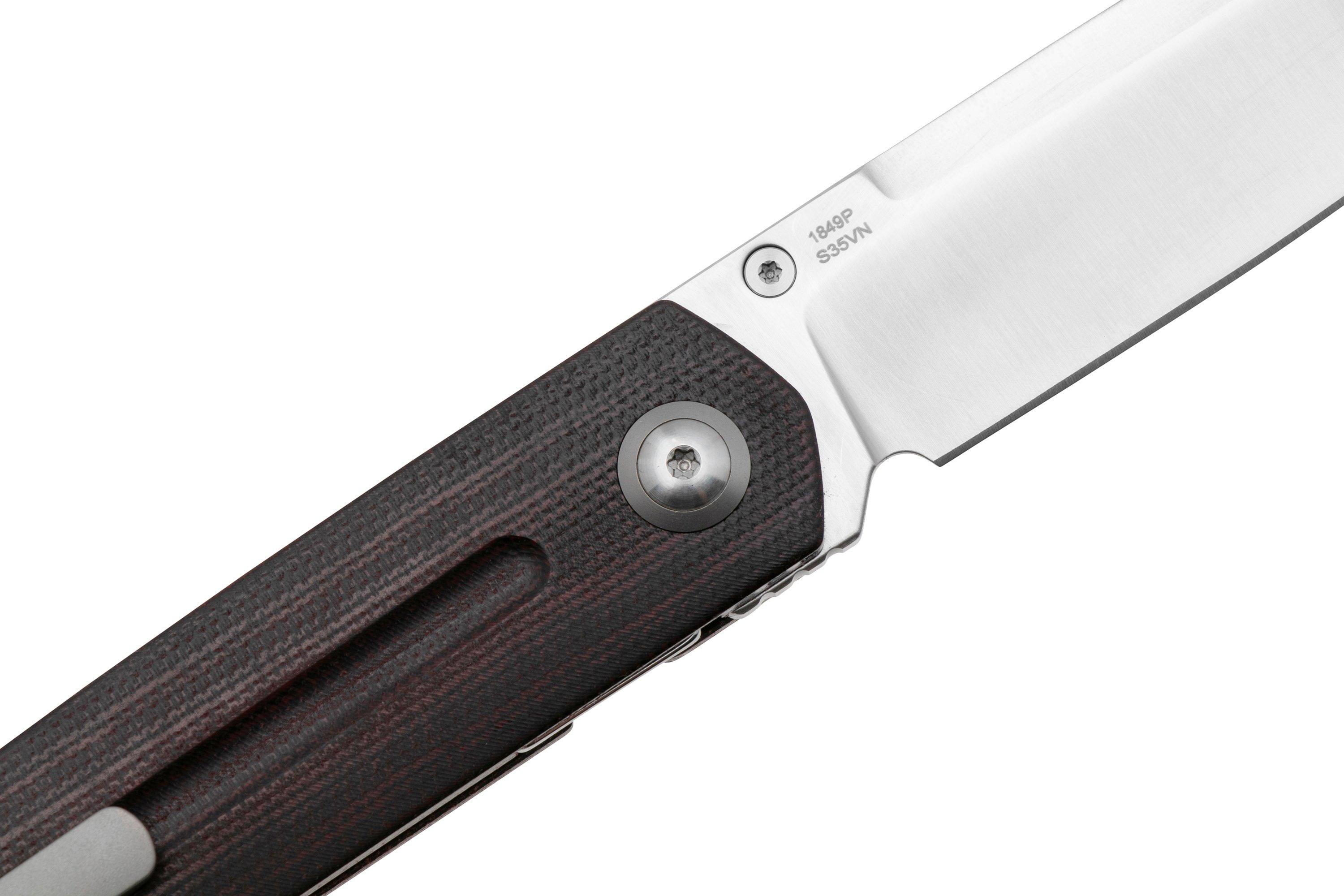 Artisan Cutlery Sirius 1849P-DRC, Satin S35VN, Red Micarta navaja ...