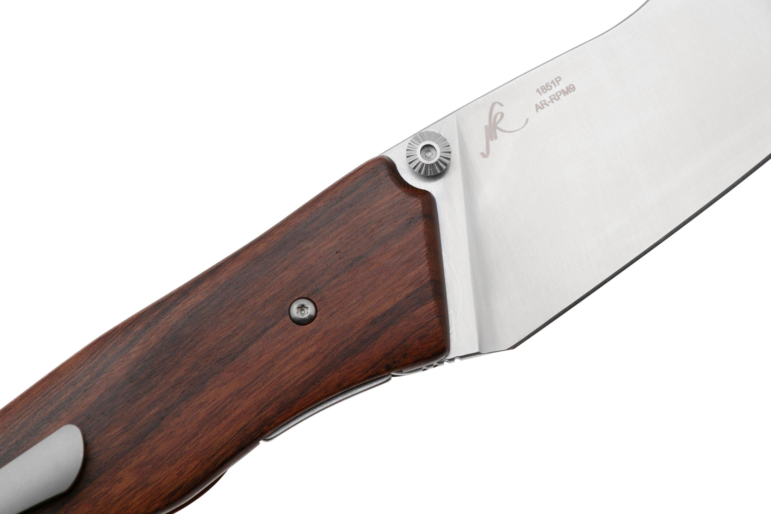 Artisan Cutlery Ahab 1851P-WD, Sand Polished AR-RPM9, Brown Wood pocket knife | Advantageously ...