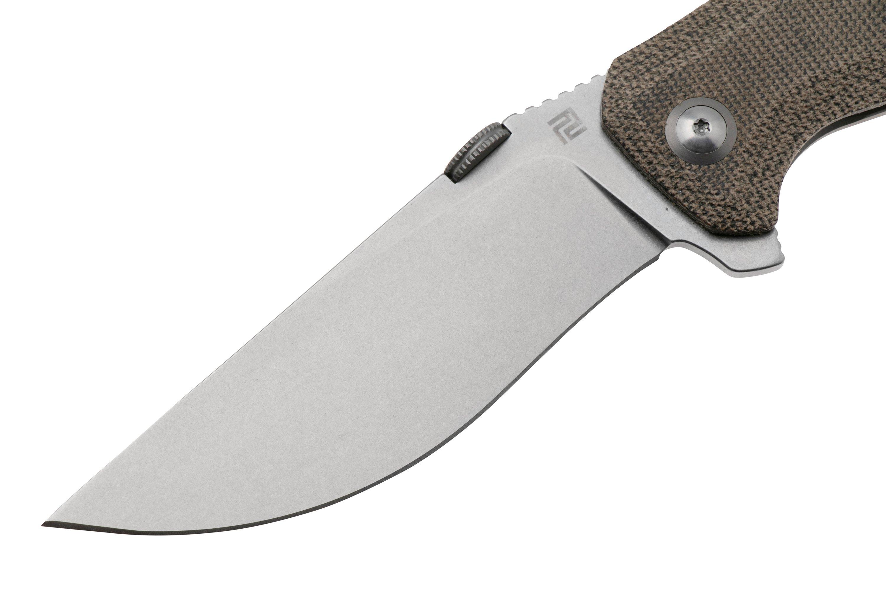 Artisan Cutlery Kami 1864G-ODG, Stonewashed S35VN, OD Green Micarta ...