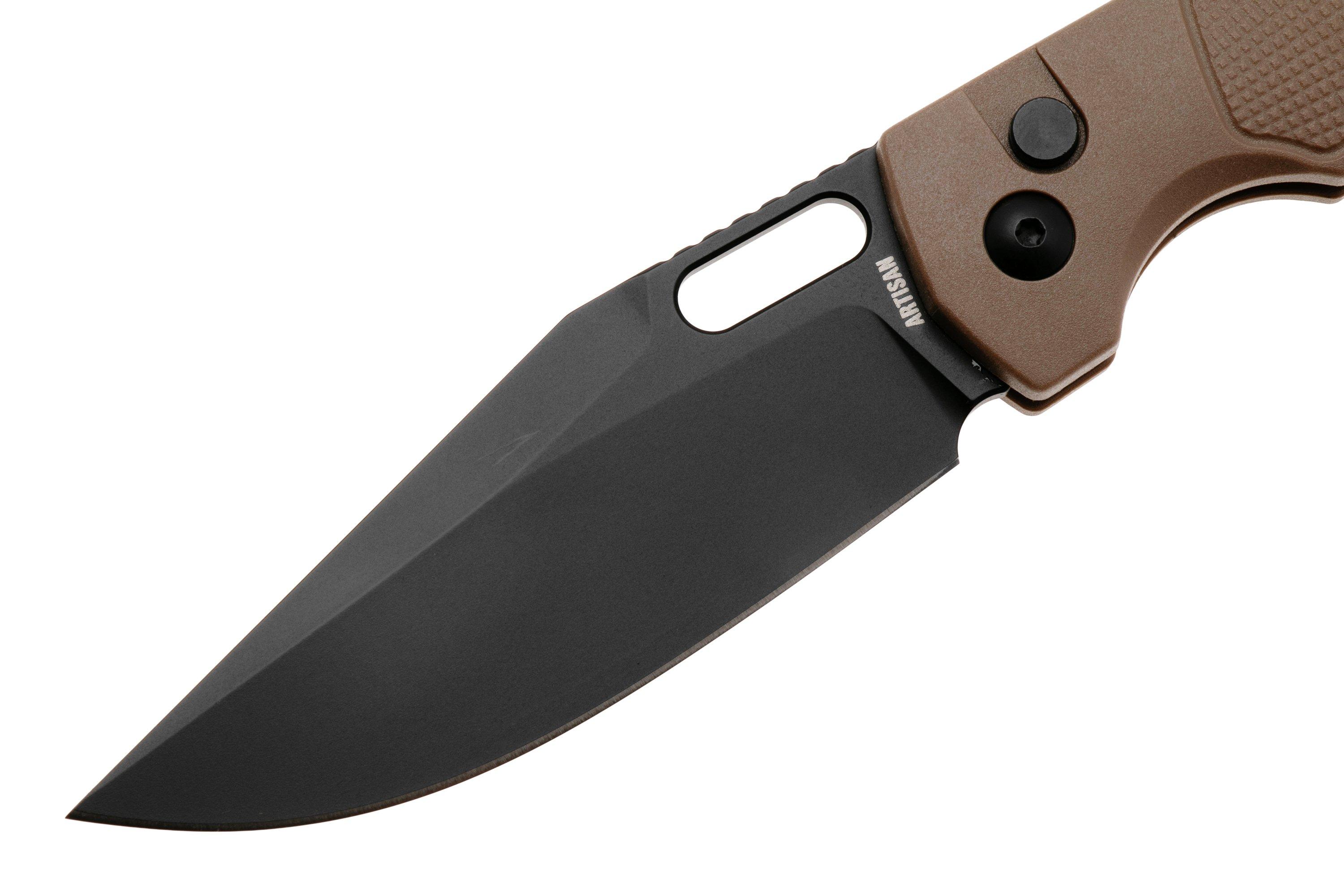 Artisan Cutlery Revel 1867P-BBN, Black PVD AR-RPM9, Brown FRN pocket knife, Ray Laconico design ...