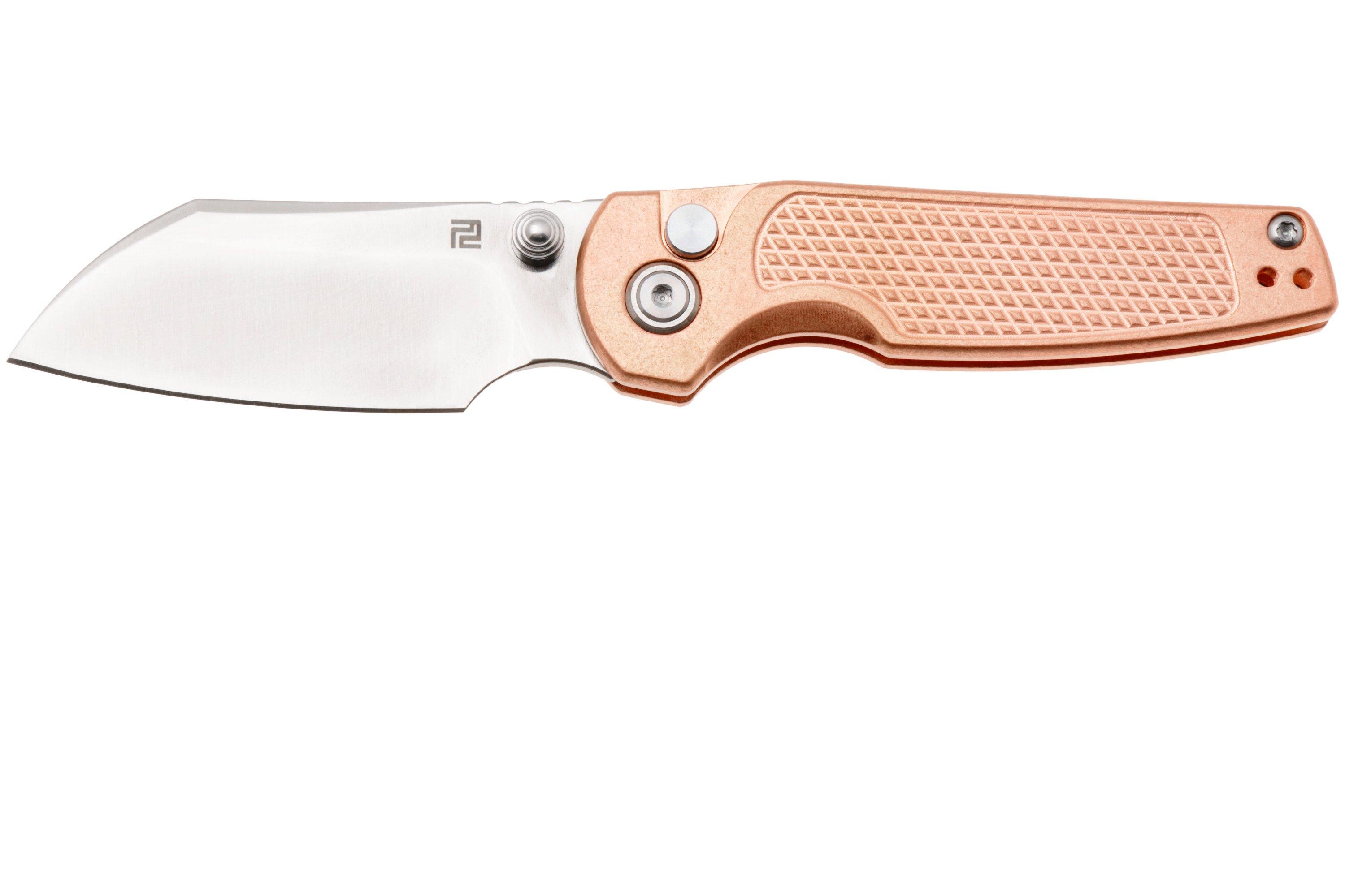 Artisan Cutlery Cleo 1871G-CO, Sand Polished CPM S90V, Copper Titanium ...