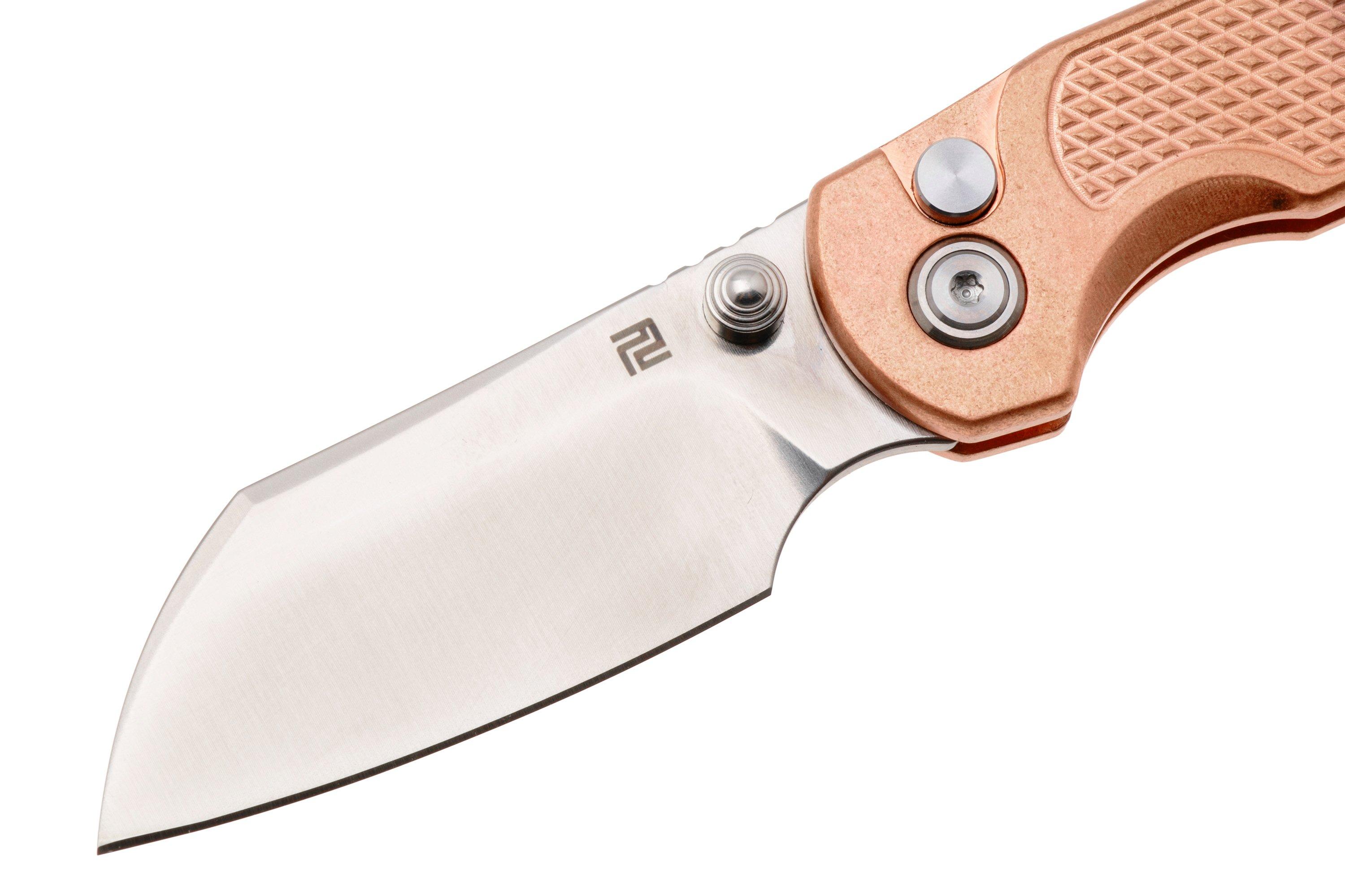 Artisan Cutlery Cleo 1871G-CO, Sand Polished CPM S90V, Copper Titanium ...