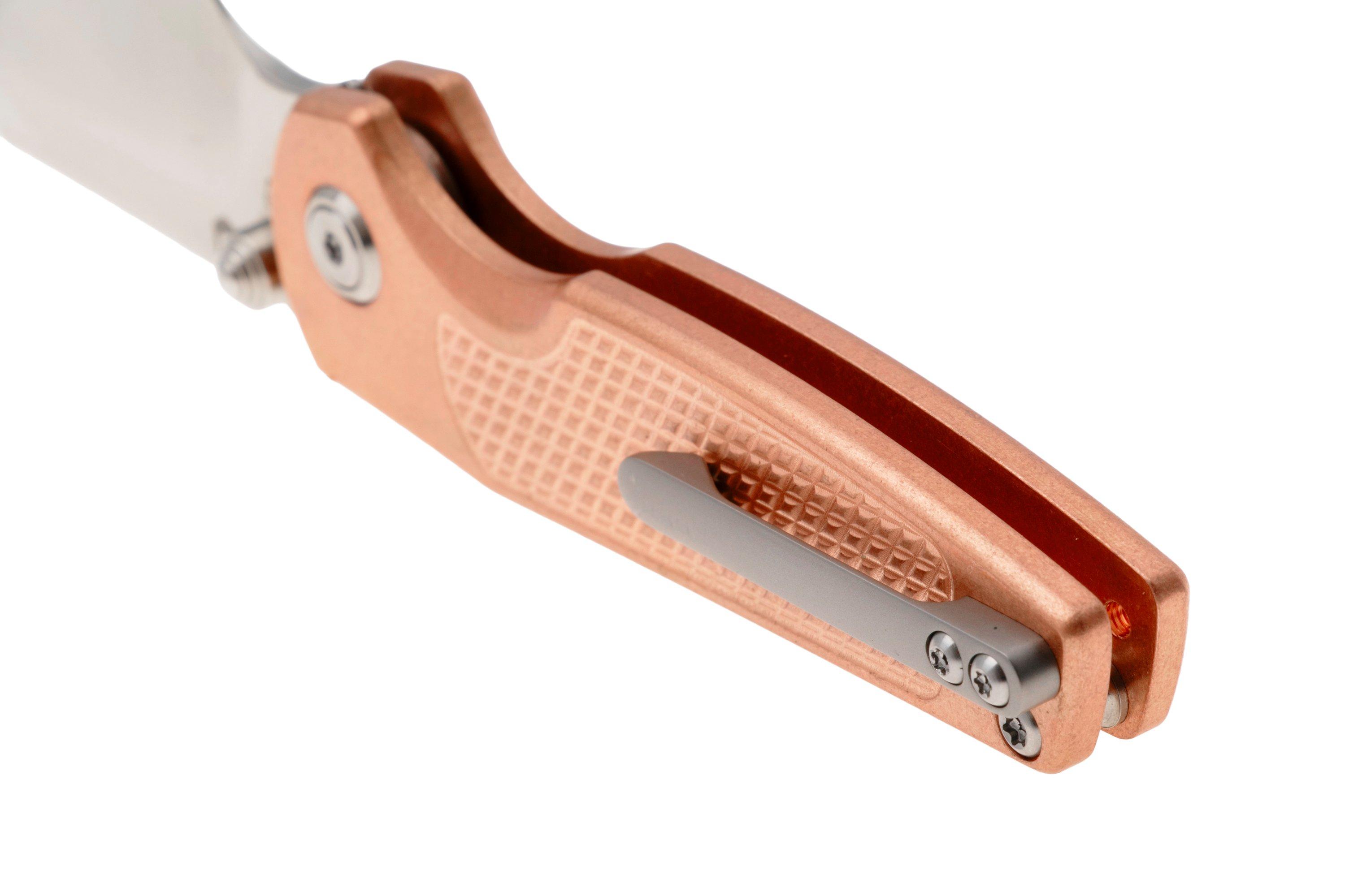 Artisan Cutlery Cleo 1871G-CO, Sand Polished CPM S90V, Copper Titanium ...