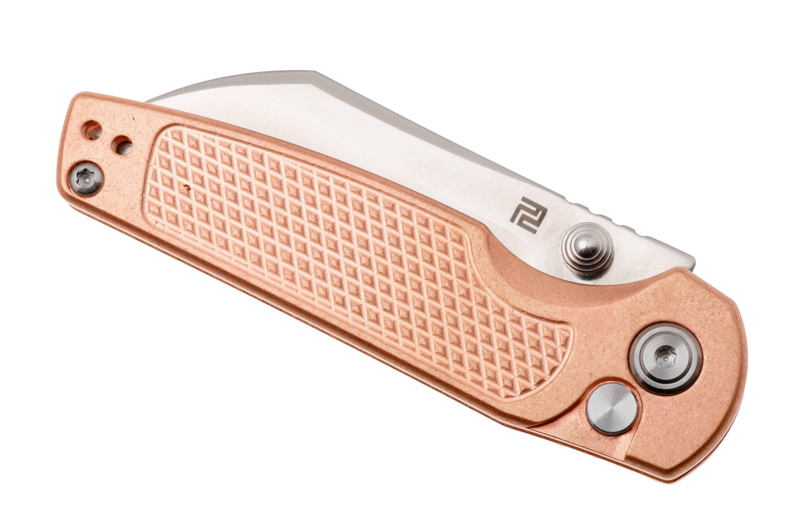 Artisan Cutlery Cleo 1871G-CO, Sand Polished CPM S90V, Copper Titanium ...