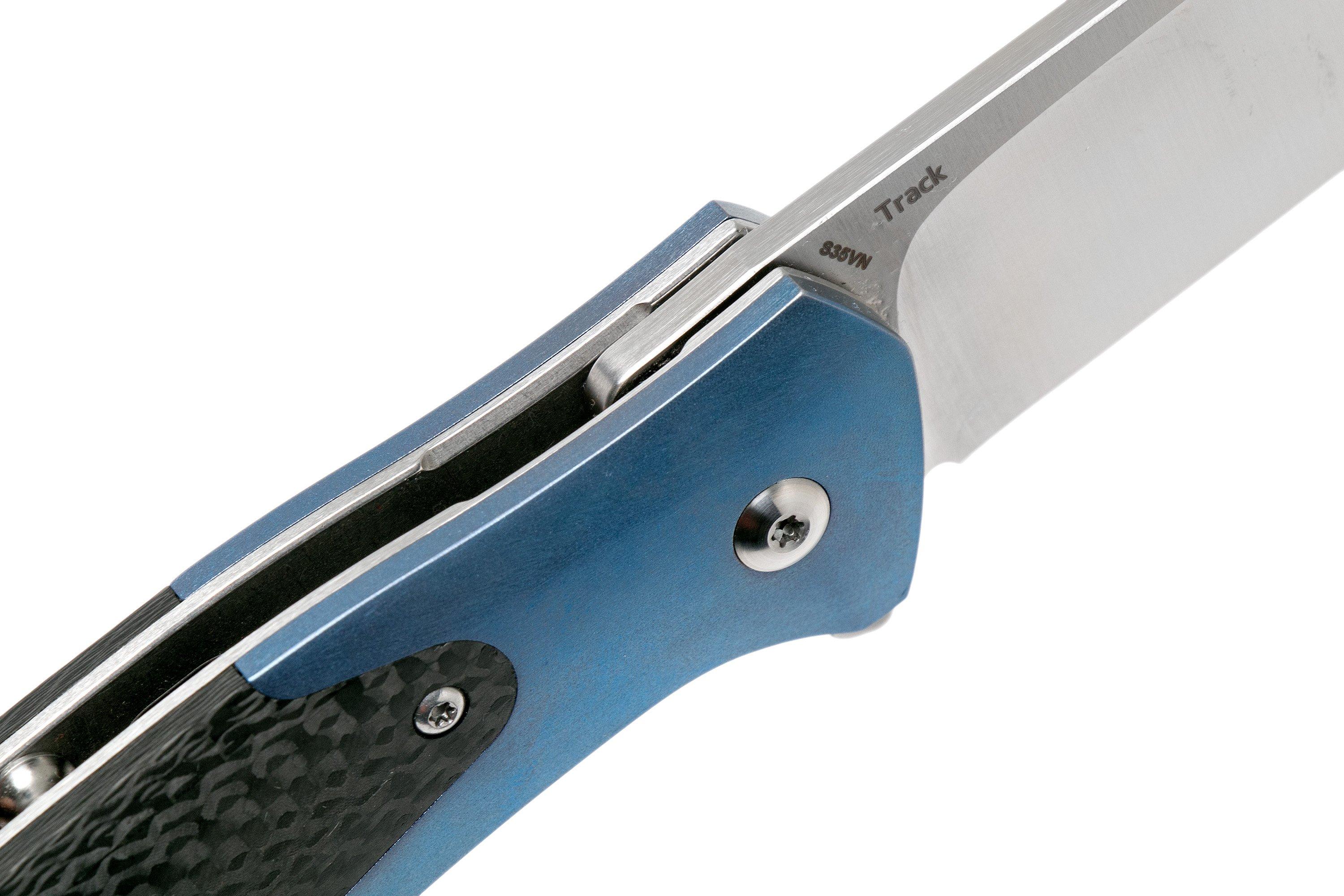 Amare Knives Track blue, satin blade, pocket knife | Advantageously ...