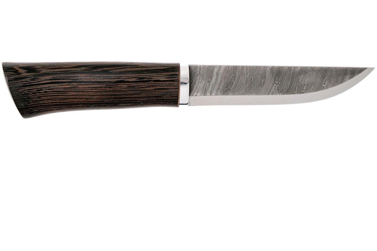Autine Damascus Bushcraft, Wengé, Damask, brown RH sheath, bushcraft ...