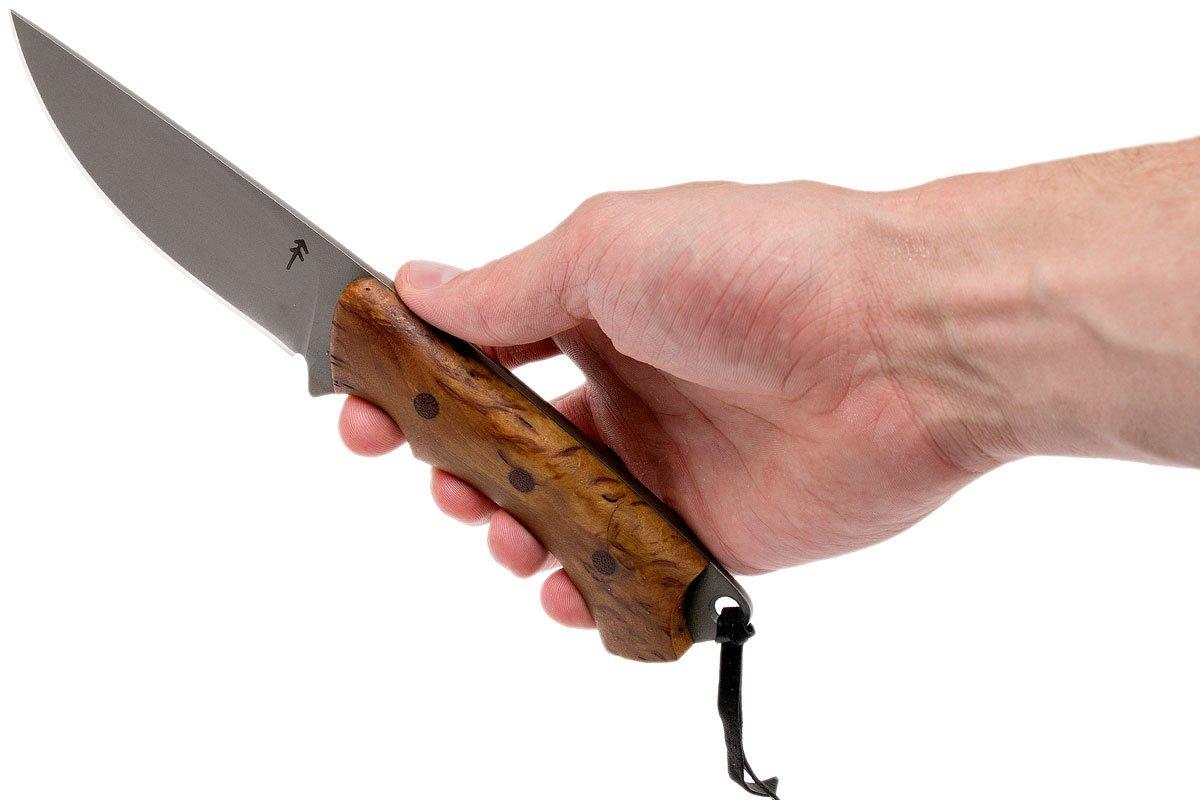 Autine Kurbads, Curly Birch, Elmax, brown RH sheath, outdoor knife ...
