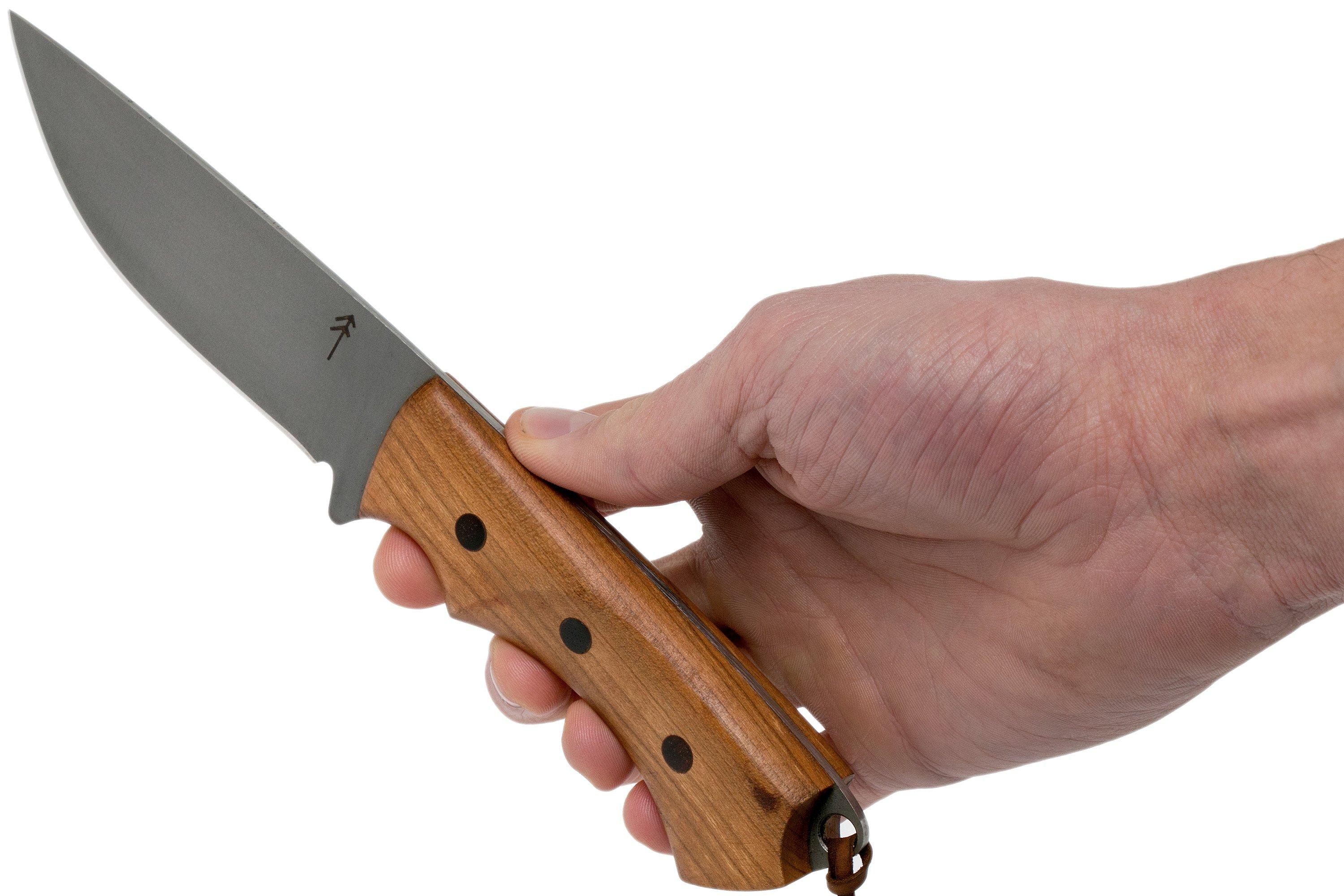 Autine Kurbads, Cherry, Elmax, brown RH sheath, outdoor knife ...