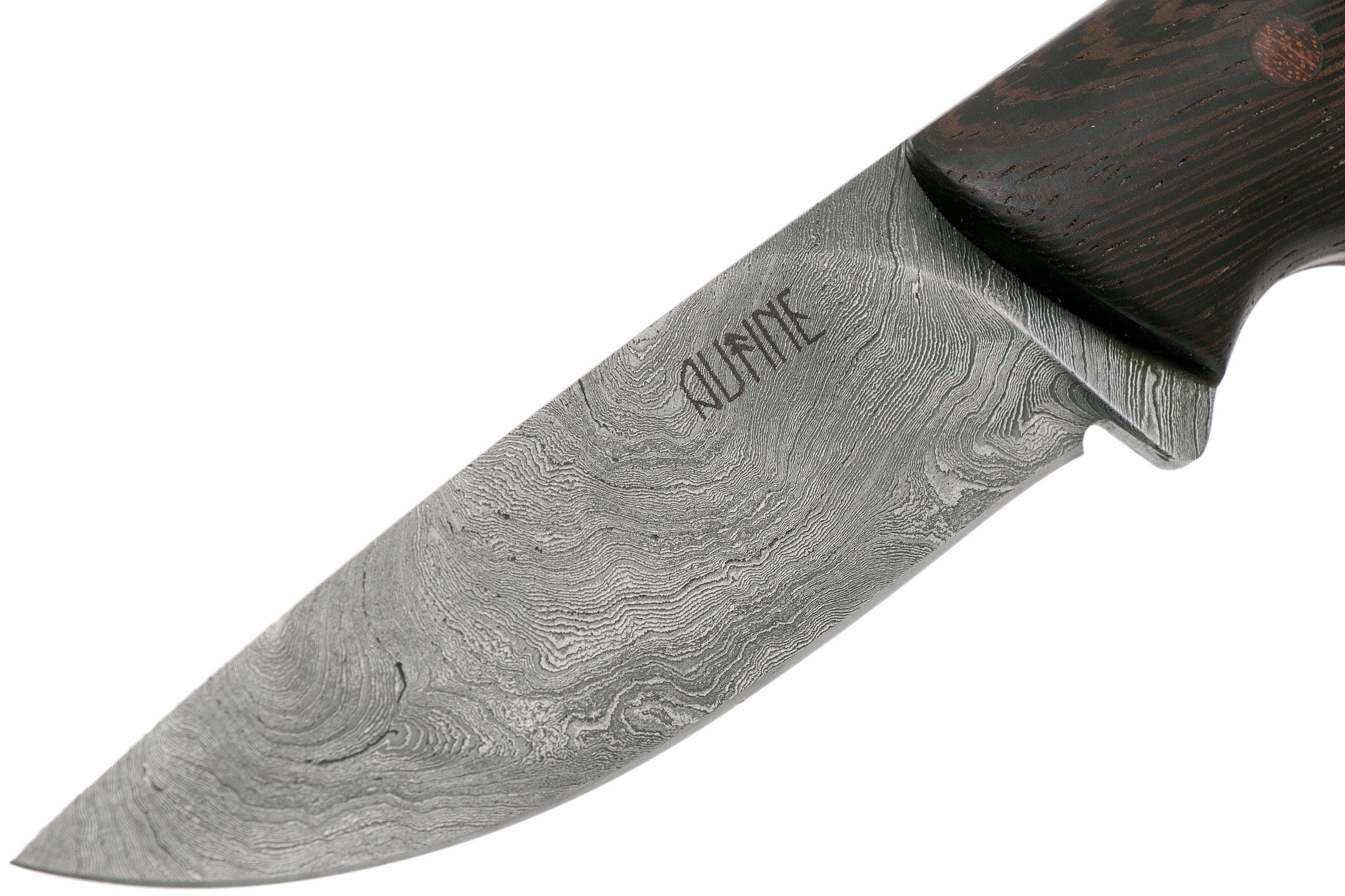 Autine Damascus Kurbads, Wengé, Damast, braune RH-Hülle, Outdoormesser ...