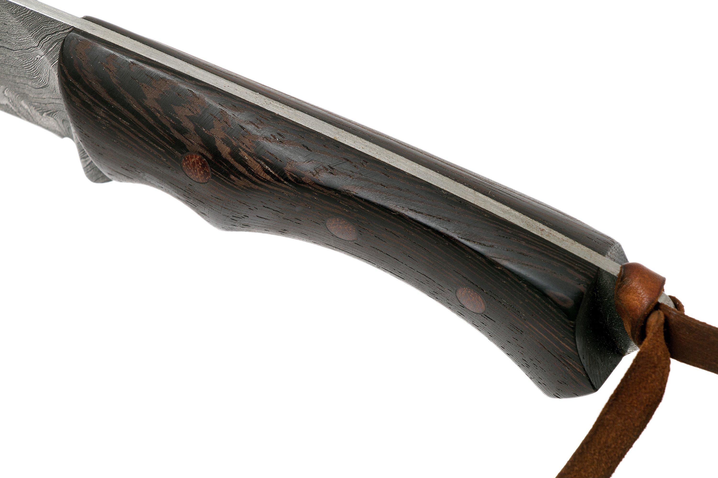 Autine Damascus Kurbads, Wengé, Damast, braune RH-Hülle, Outdoormesser ...